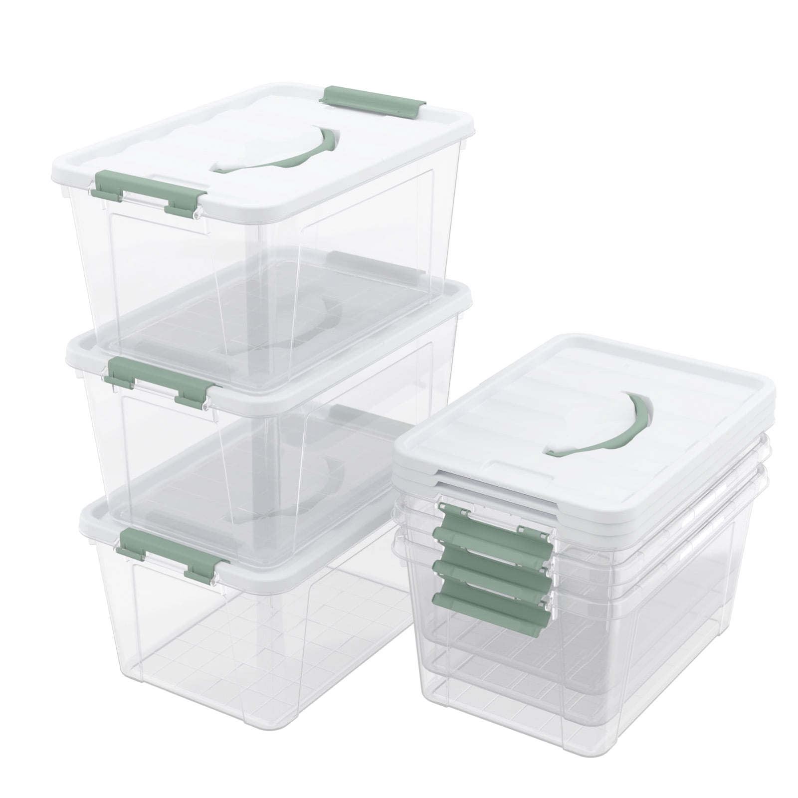 Vareone 6-Pack 14 Quart Plastic Storage Boxes, Plastic Latch Bin, Clear ...