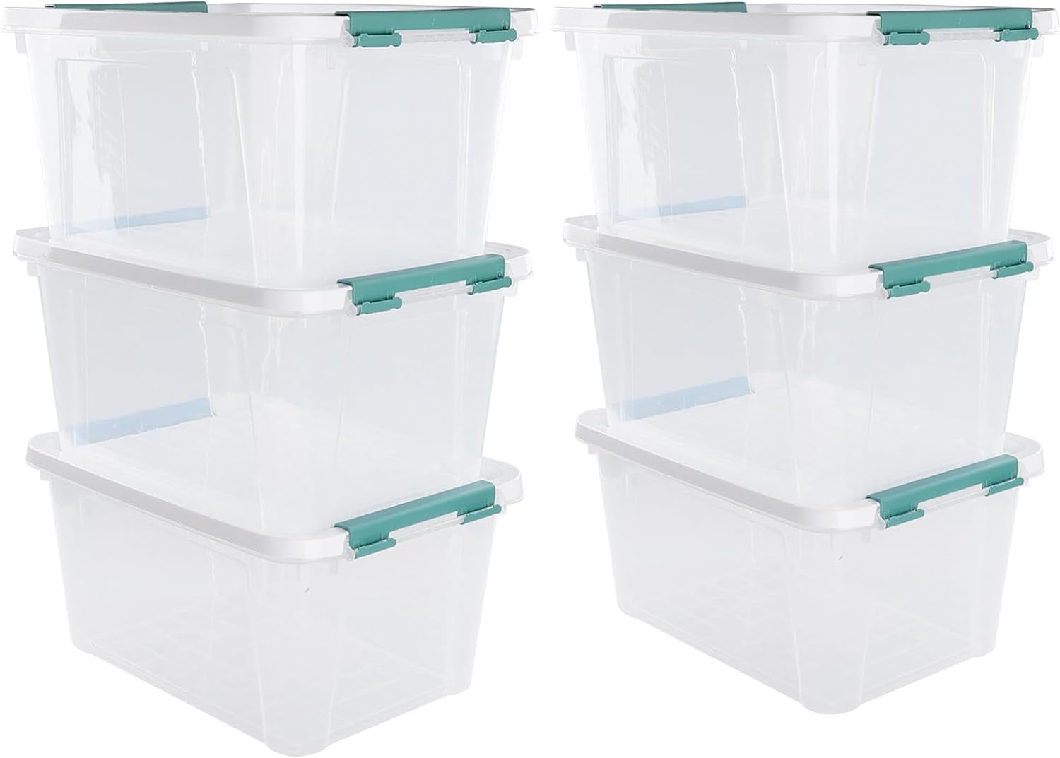 Vareone 6-Pack 35 Quart Plastic Storage Boxes, Latching Storage Bins ...