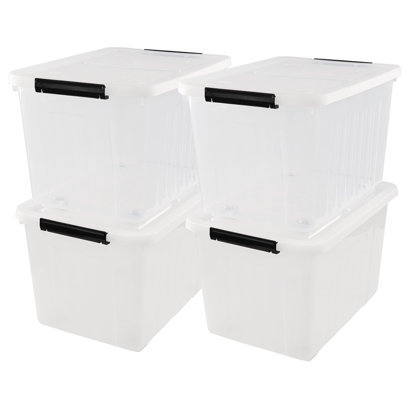 Vareone Set of 4 Large Heavy-Duty Plastic Storage Box with Lid, 30 L ...