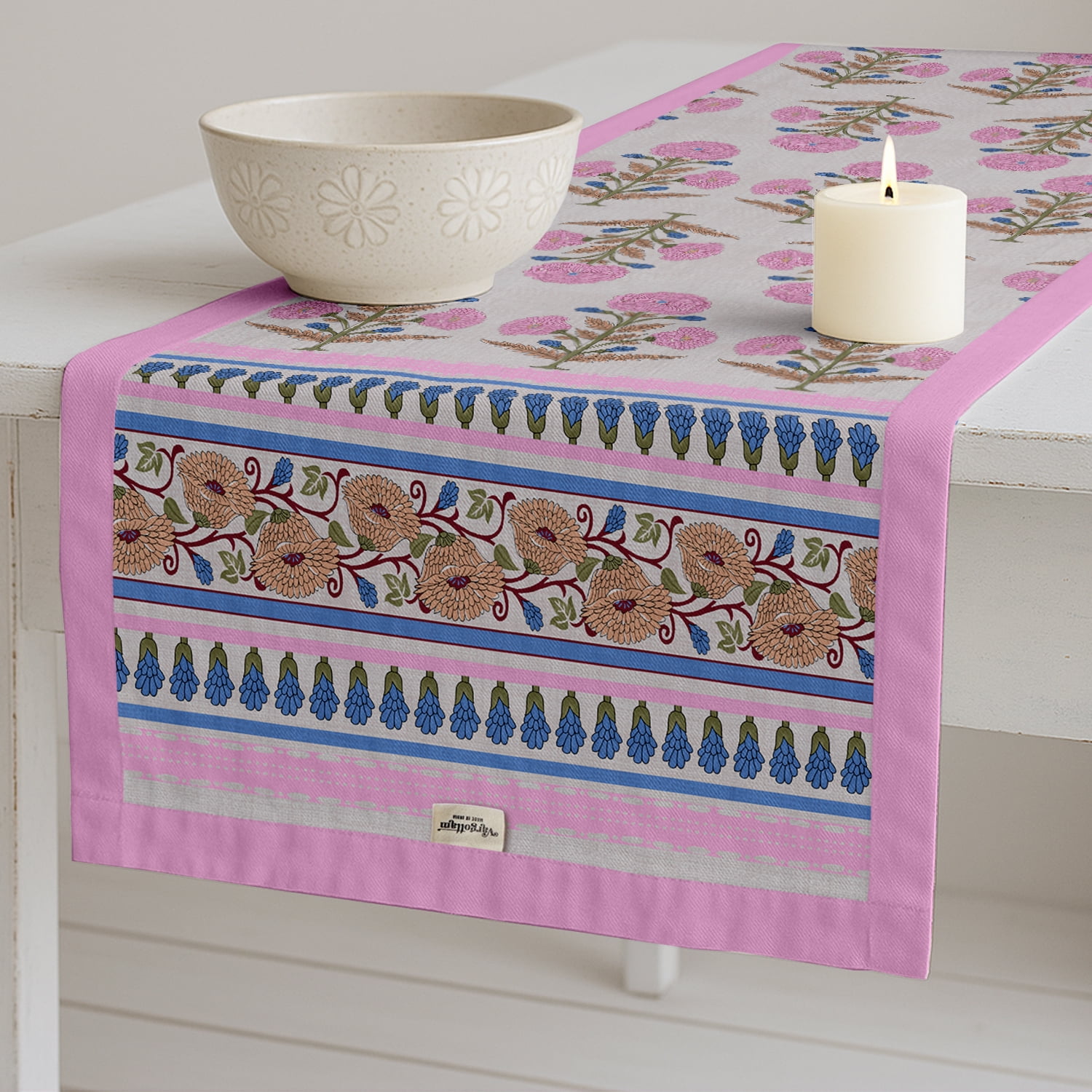 Vargottam 100% Cotton Table Runner - Double Layered with Side Borders ...