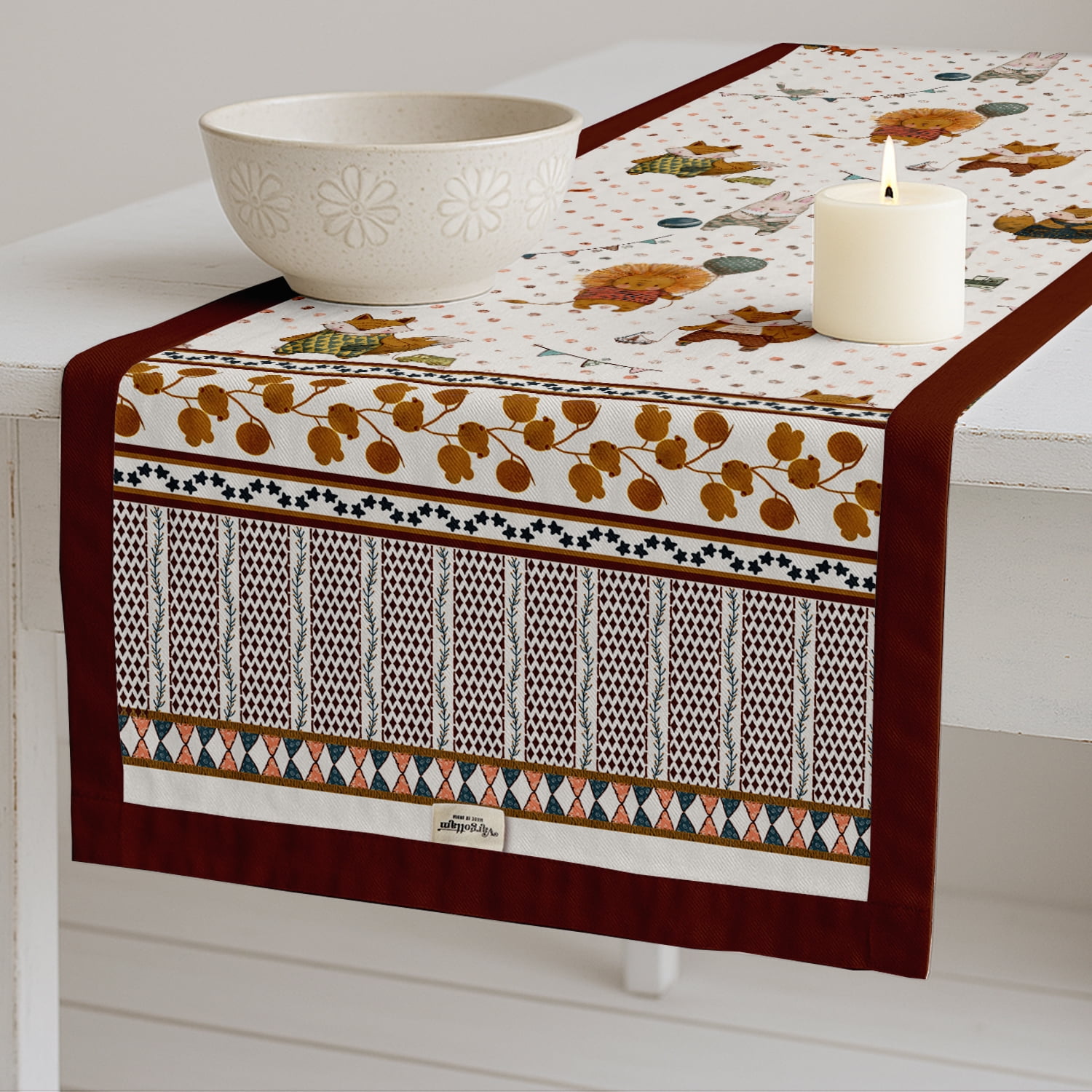 Vargottam 100% Cotton Table Runner - Double Layered with Side Borders ...