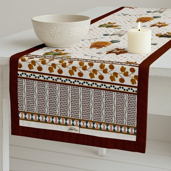 Vargottam 100% Cotton Table Runner - Double Layered with Side Borders ...