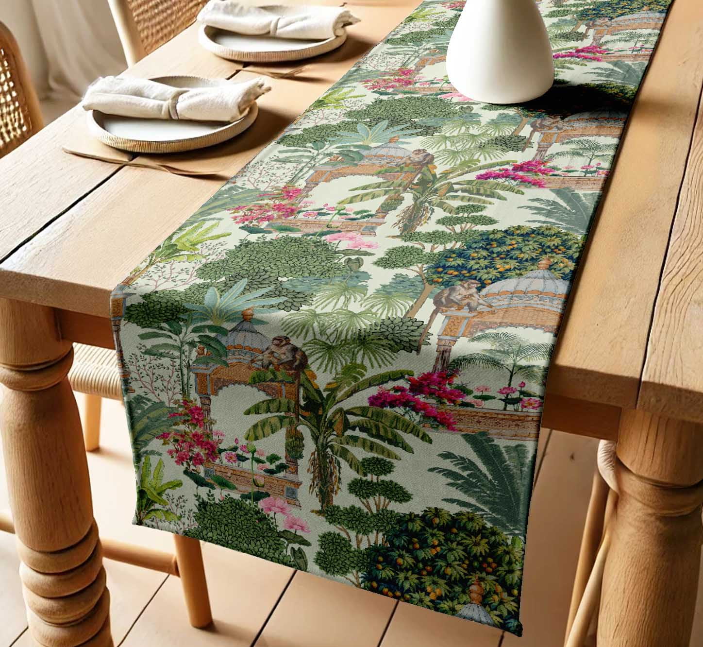 Vargottam 100% Cotton Twill Table Runner Tree Pattern Machine Washable ...