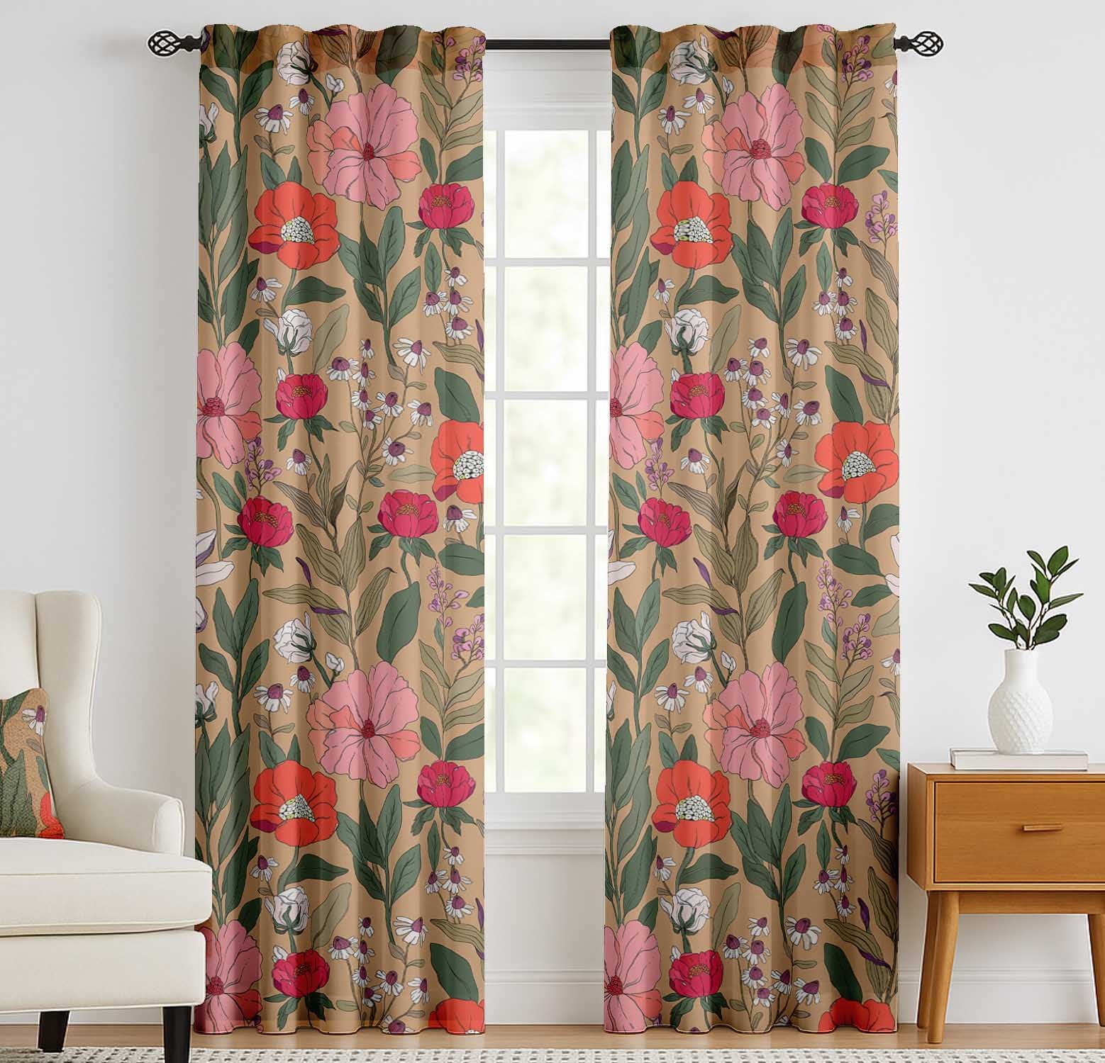 Vargottam 84 Inch Rod Pocket/Back Tab Cotton Curtains for Windows and ...