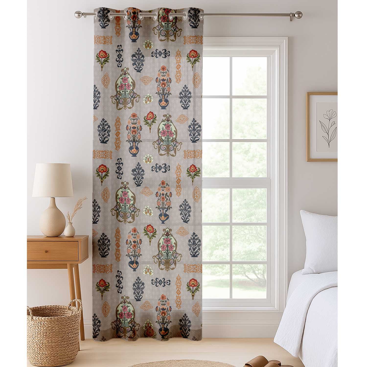 Vargottam Aztec Motif Design Sheer Georgette Curtains for Windows ...