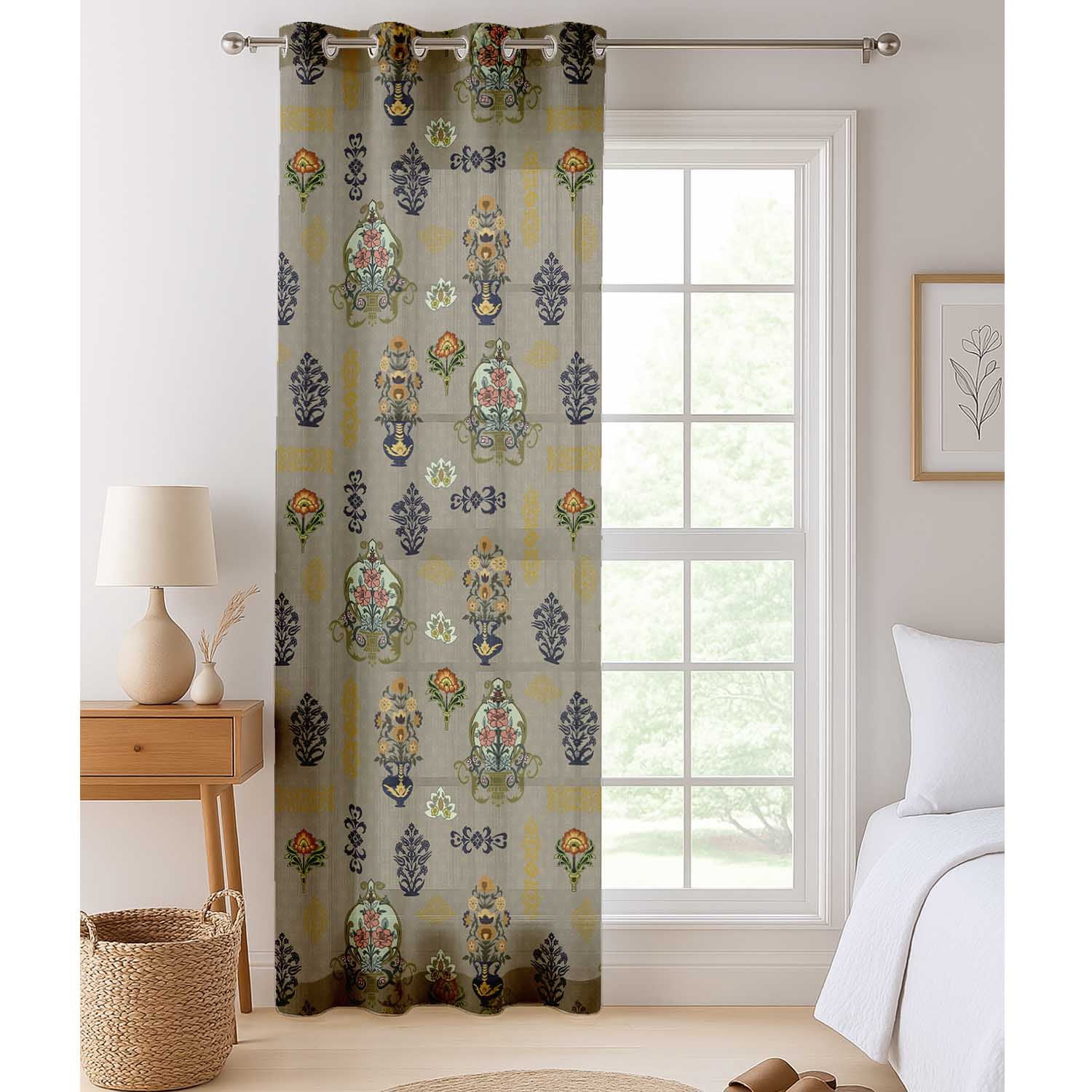 Vargottam Aztec Motif Design Sheer Georgette Curtains for Windows ...