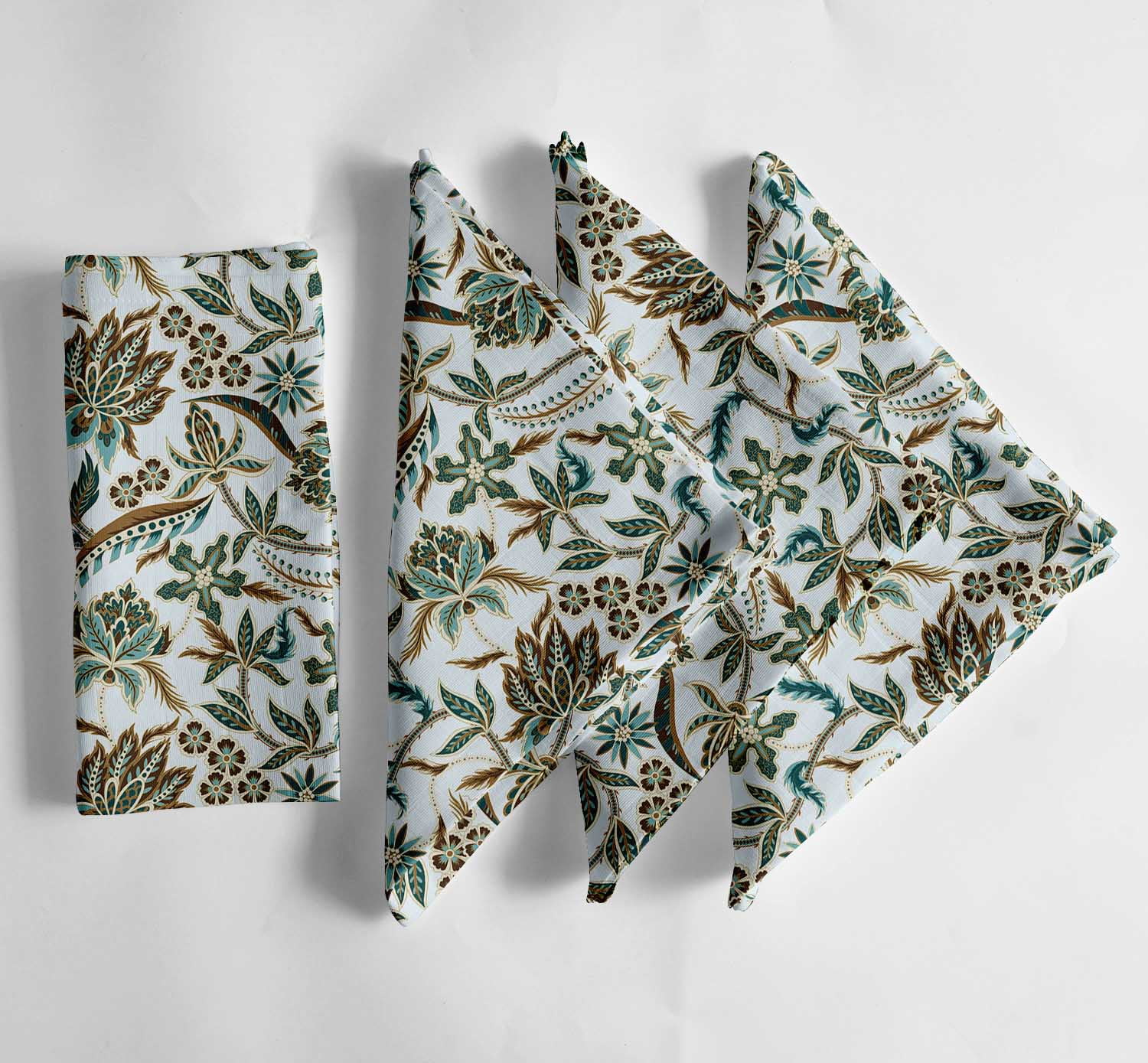 Vargottam Blue Ethnic Botanical Cotton Muslin Napkins - Set of 12, 20 ...