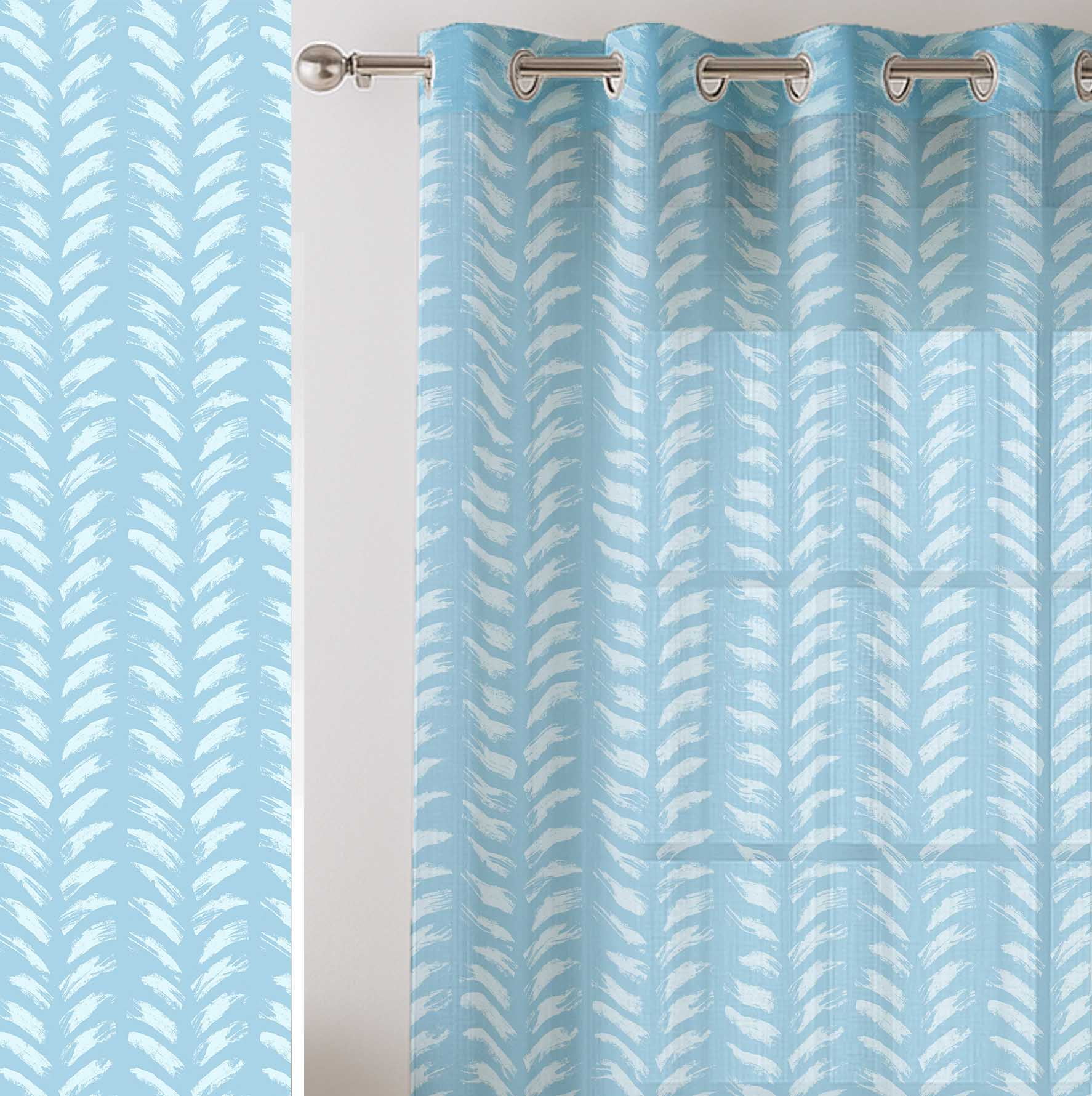 Vargottam Blue Stroke Textured Design Sheer Georgette Curtains for ...