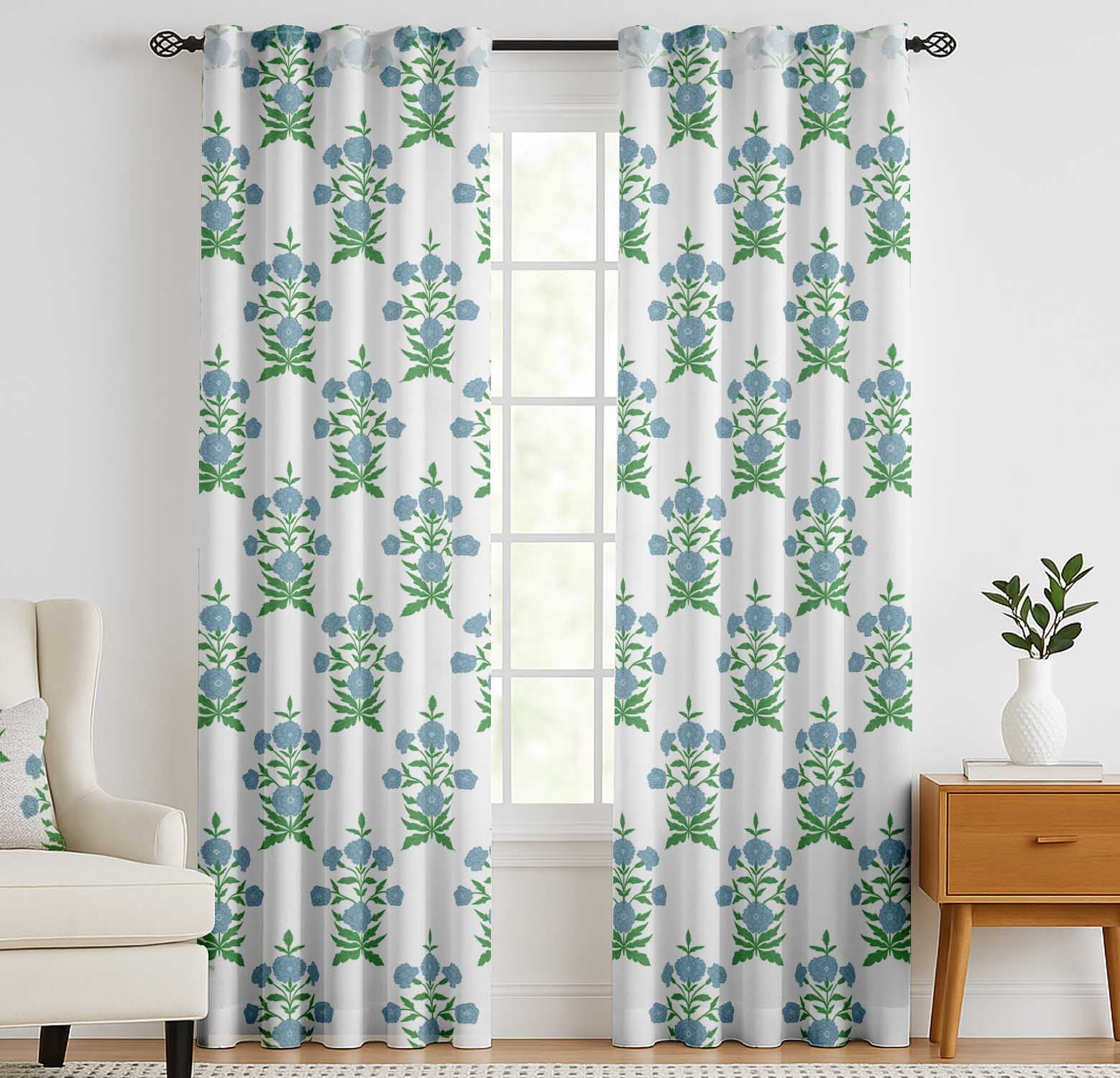 Vargottam Cotton Curtains- 90" Long Drapes for Tall Windows or Balcony Doors- Set of 2 Panels ...