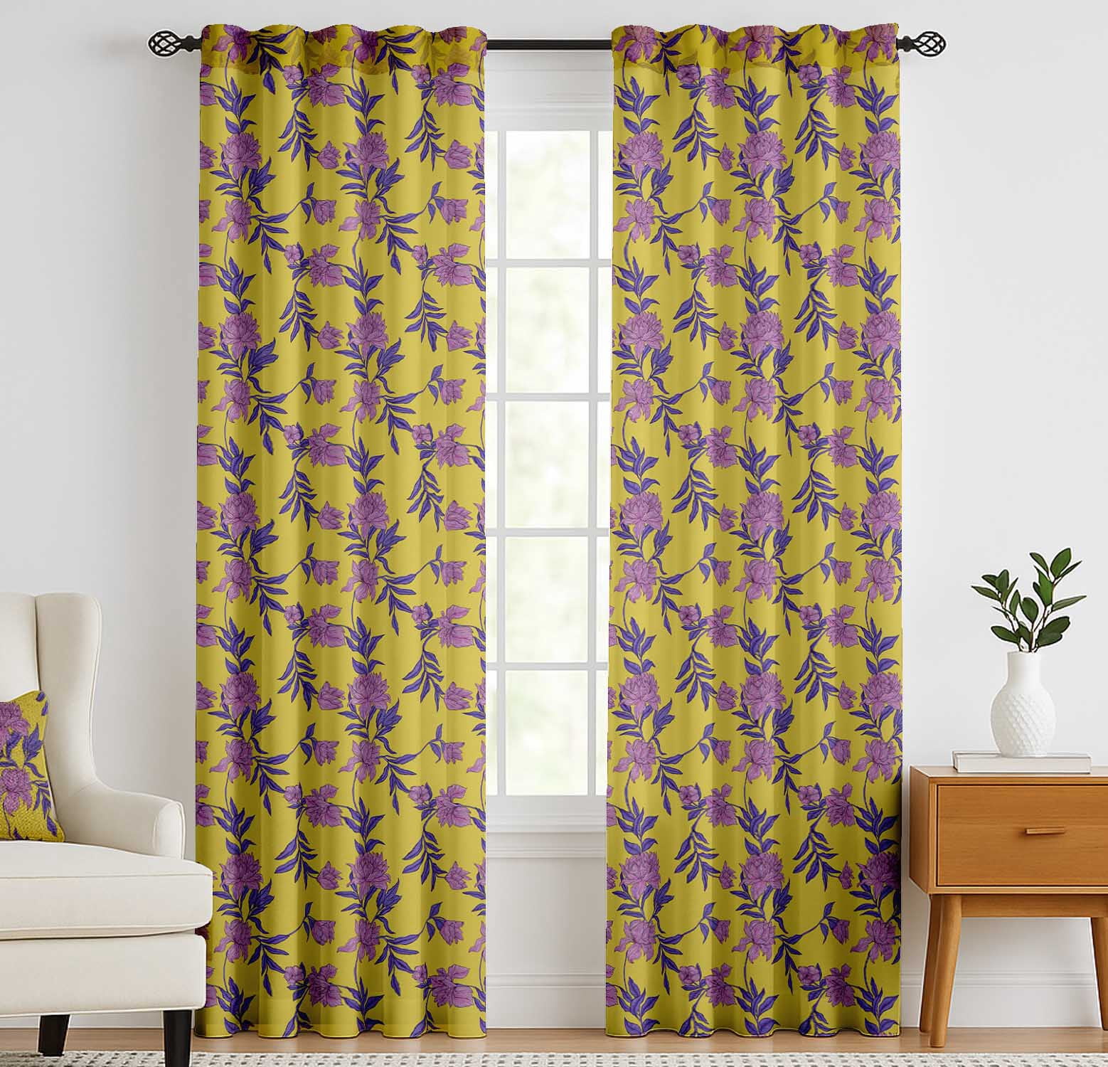 Vargottam Cotton Curtains- Pockets/Tab Farmhouse Drapes for Living Room ...