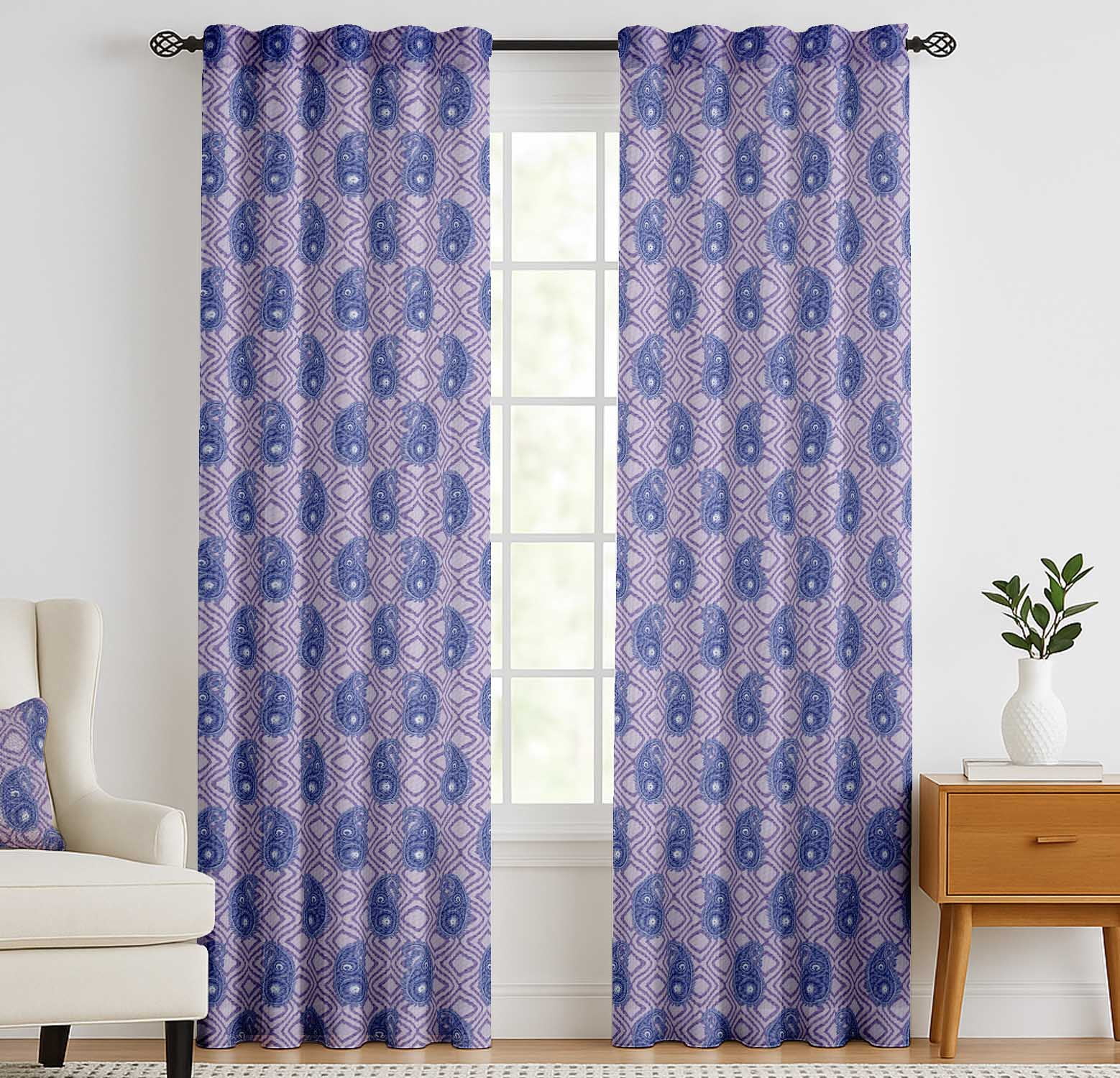 Vargottam Cotton Curtains for Windows - 3-in-1 Rod Pocket/Back Tab ...