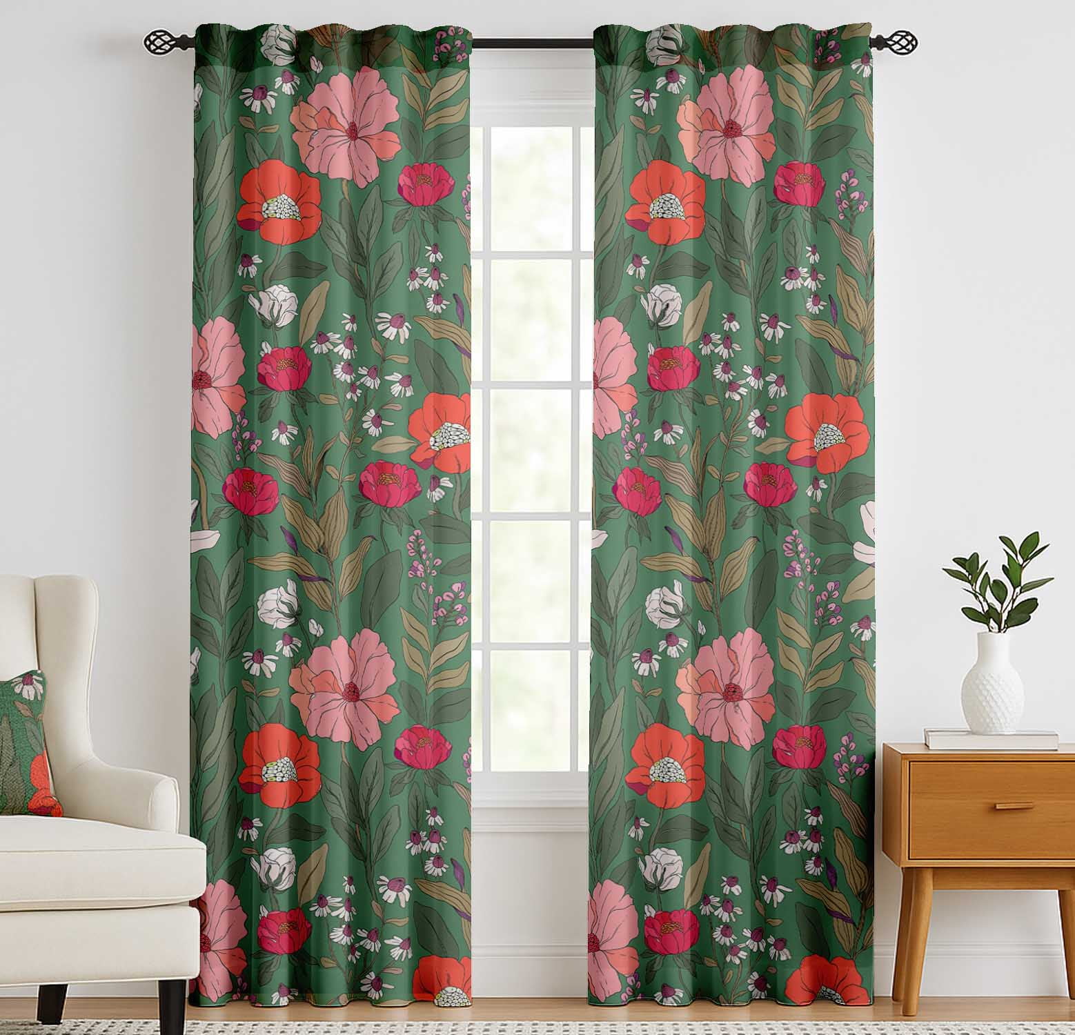 Vargottam Cotton Curtains for Windows - 3-in-1 Rod Pocket/Back Tab ...