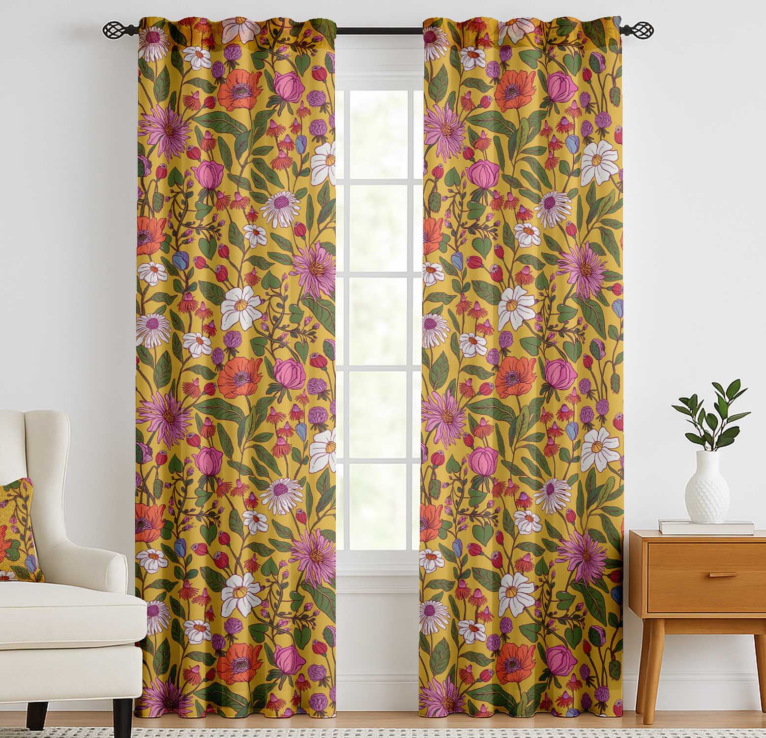 Vargottam Cotton Curtains for Windows - 3-in-1 Rod Pocket/Back Tab ...