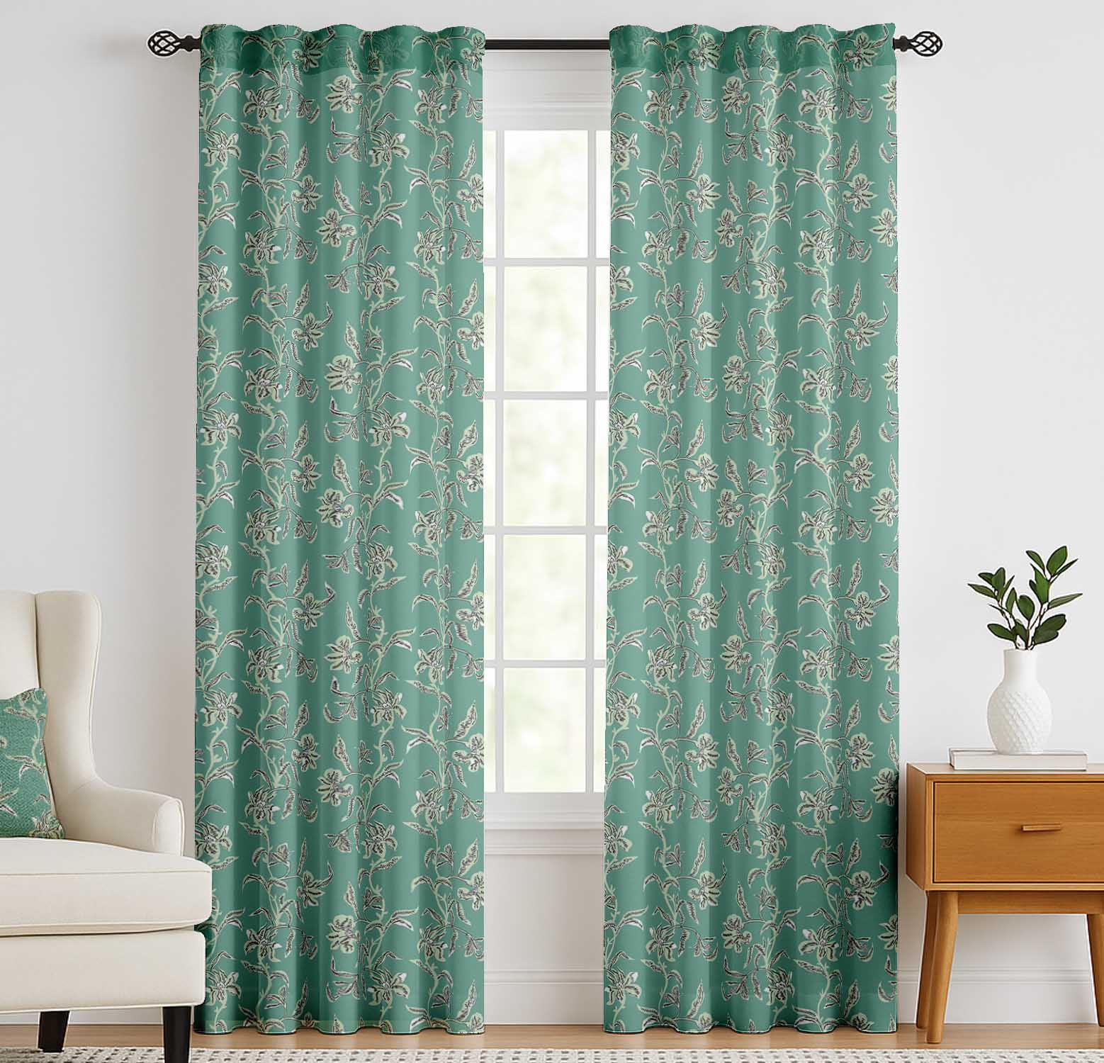 Vargottam Cotton Curtains for Windows - 3-in-1 Rod Pocket/Back Tab ...