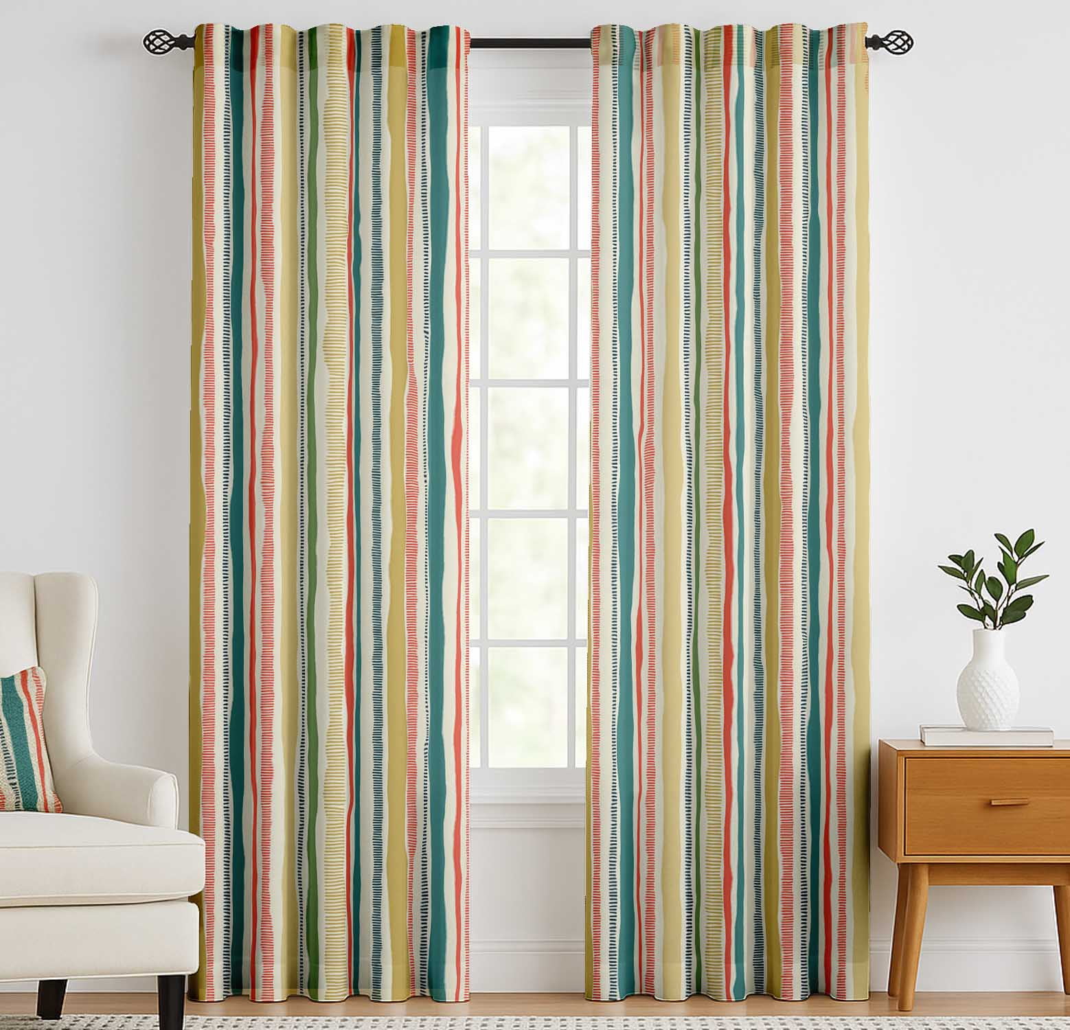 Vargottam Cotton Curtains for Windows - 3-in-1 Rod Pocket/Back Tab ...