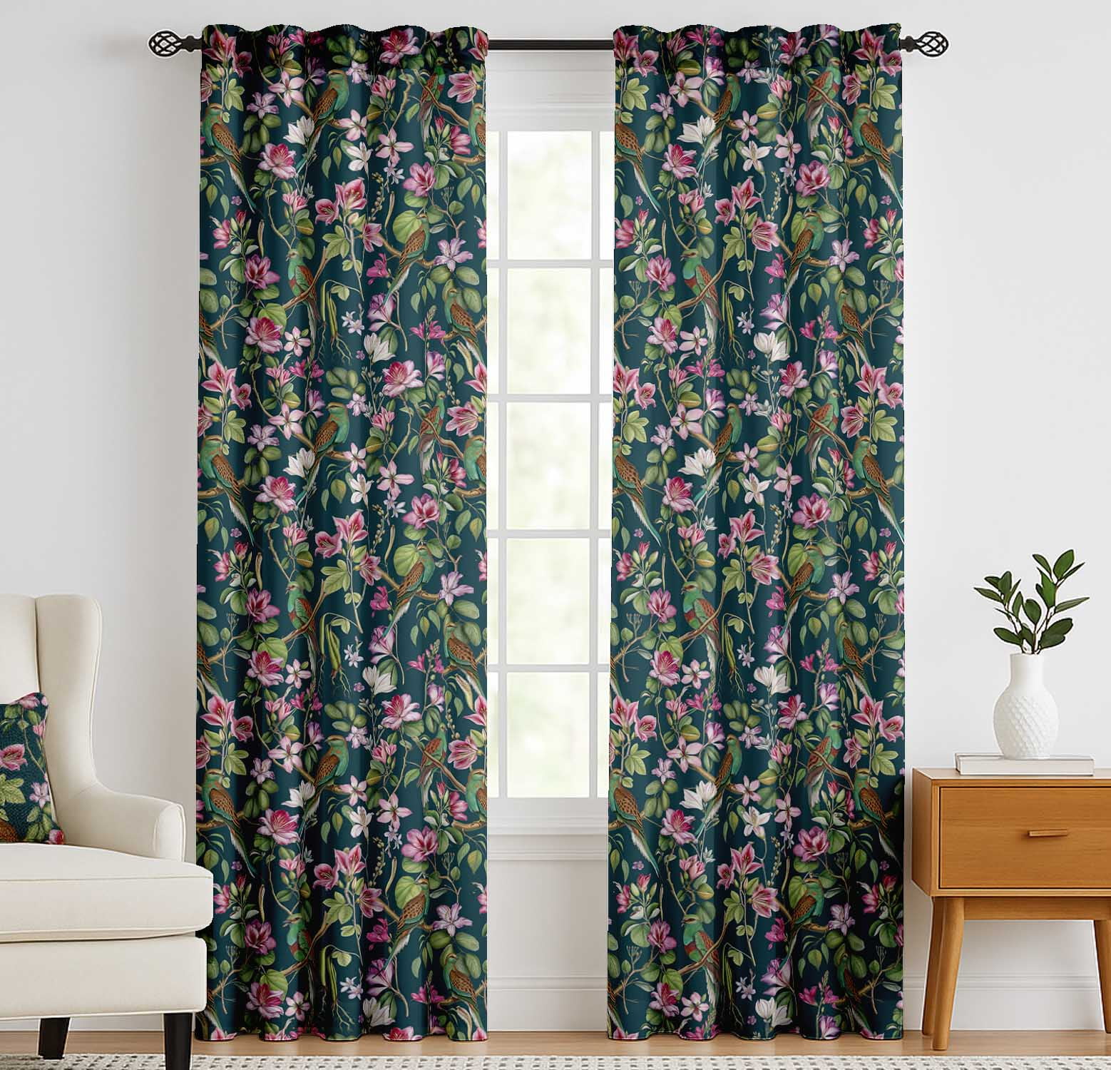 Vargottam Cotton Rod Pocket/Back Tab Curtains - 96" Floor-Length Drapes ...