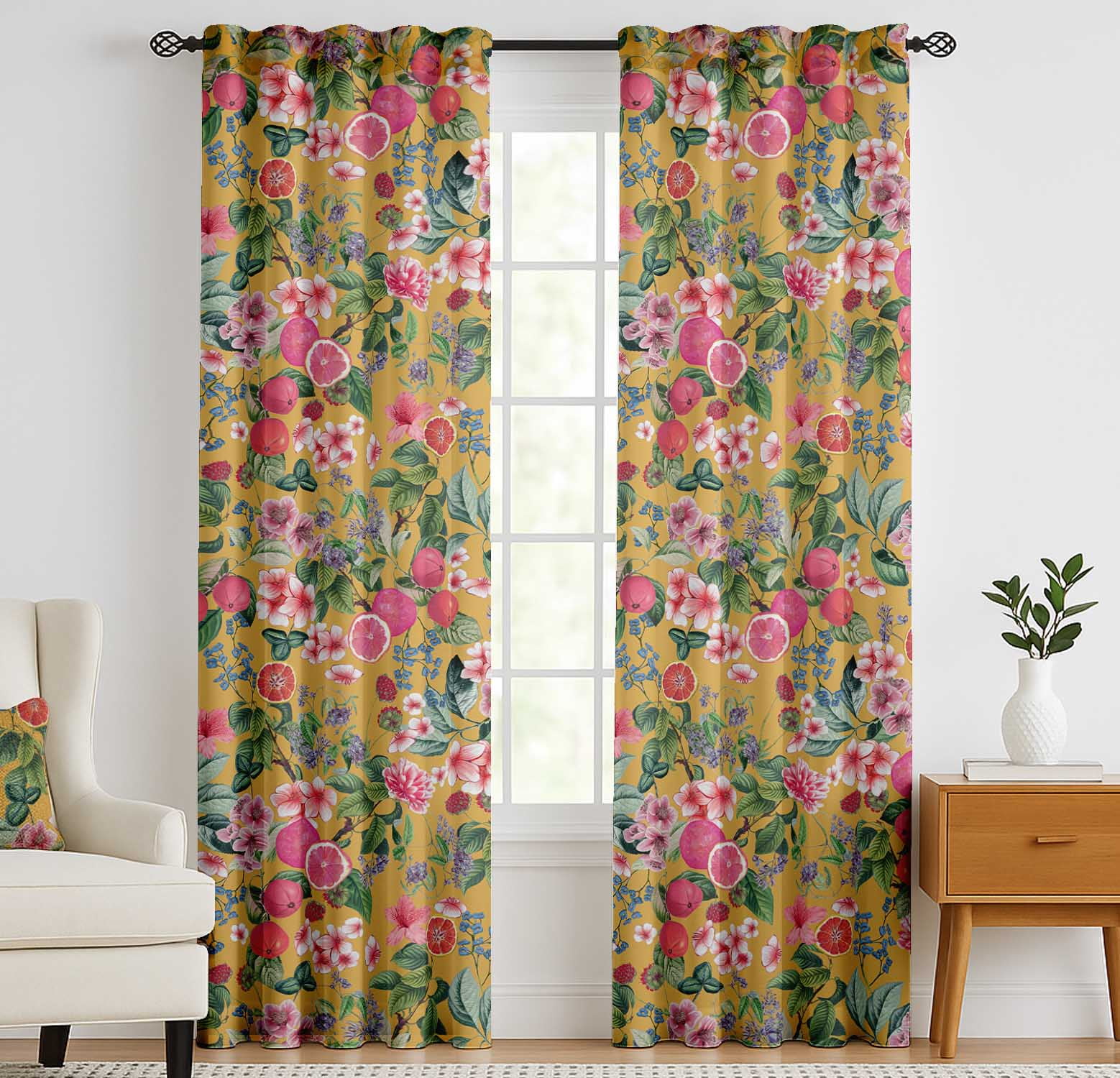 Vargottam Cotton Rod Pocket/Back Tab Curtains - 96" Floor-Length Drapes ...