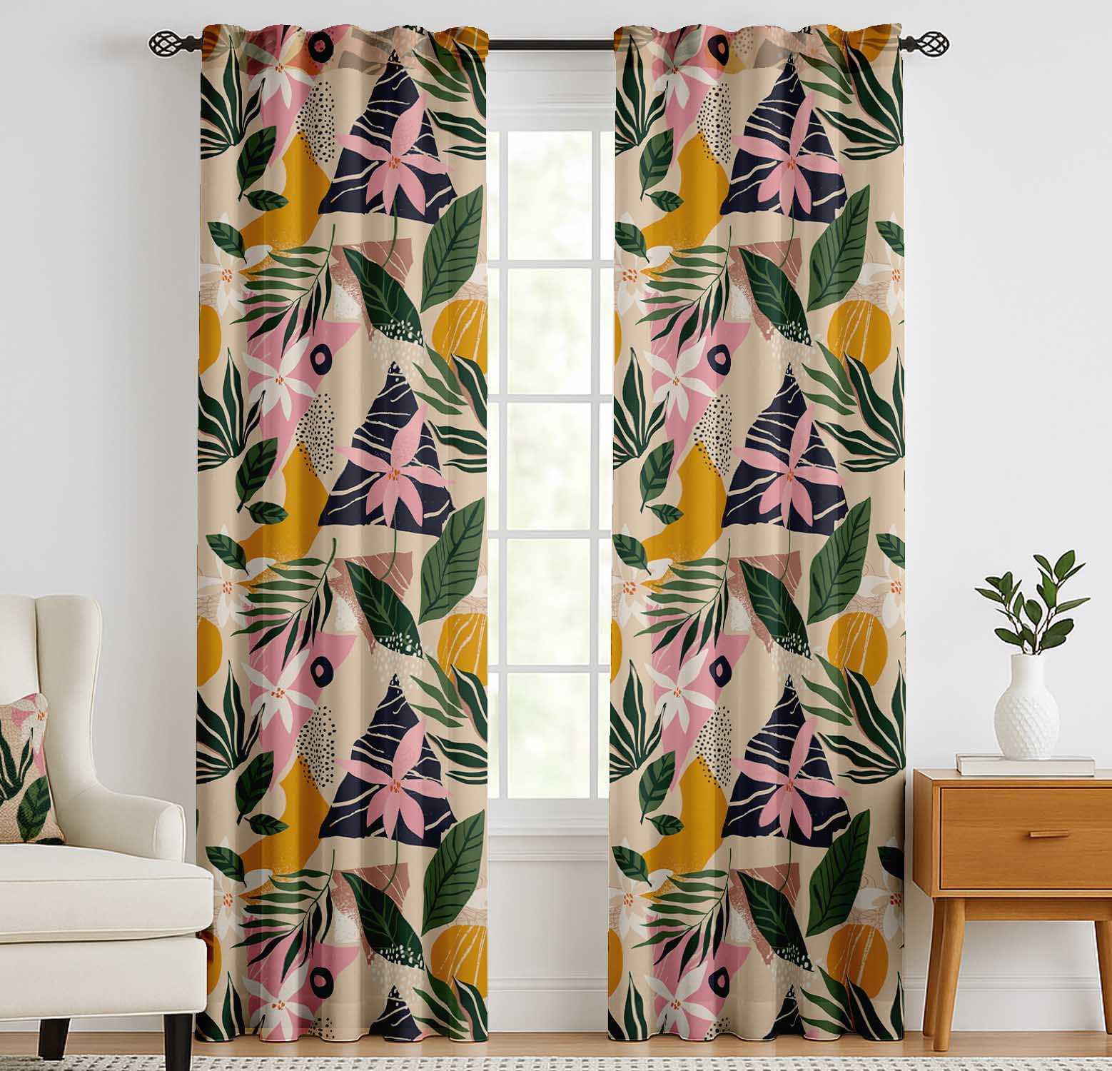 Vargottam Cotton Rod Pocket/Back Tab Curtains - 96" Floor-Length Drapes ...