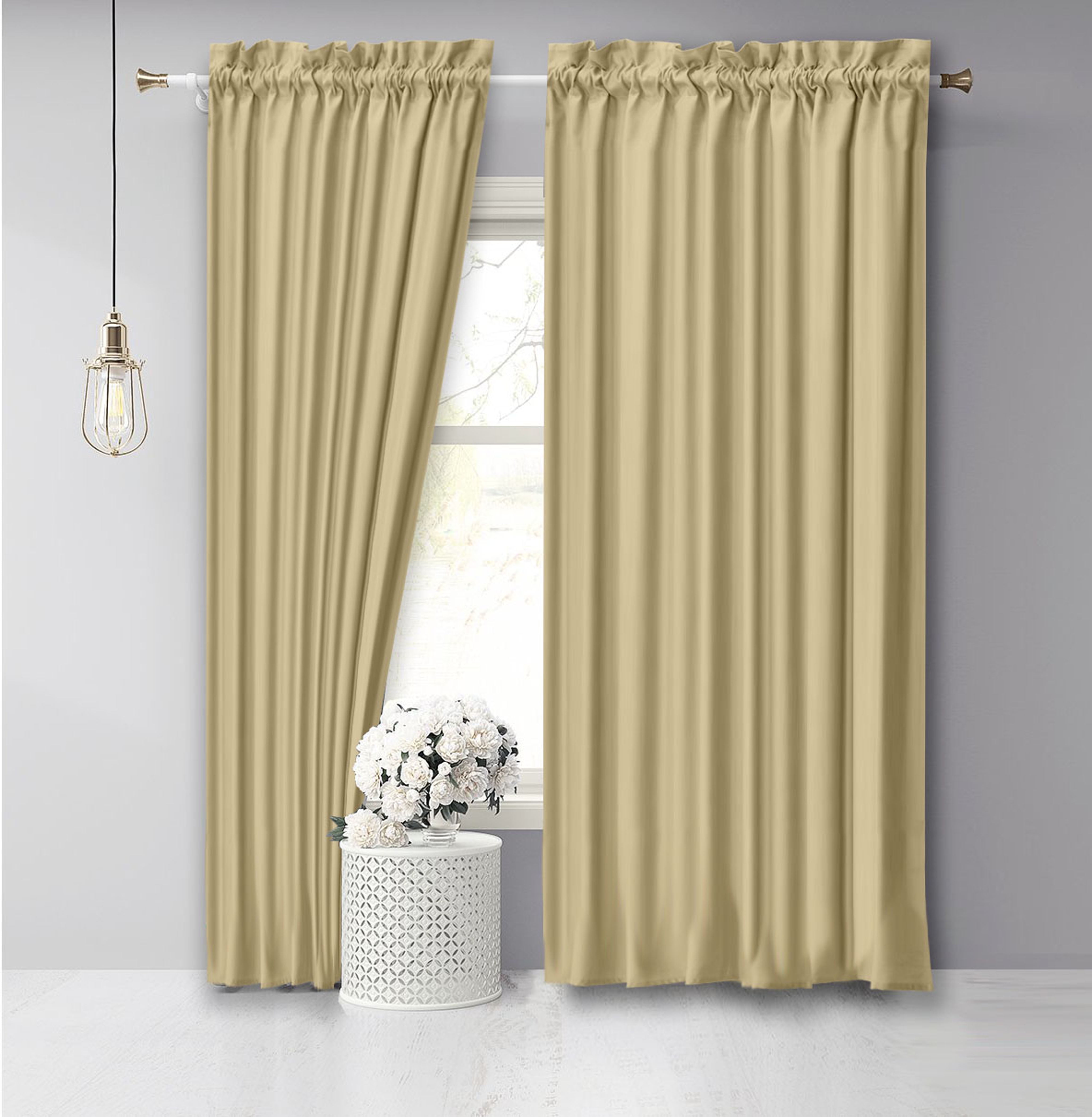 Vargottam Cotton Slub Beige Curtains 65 Inch Long Window Curtain Rod ...