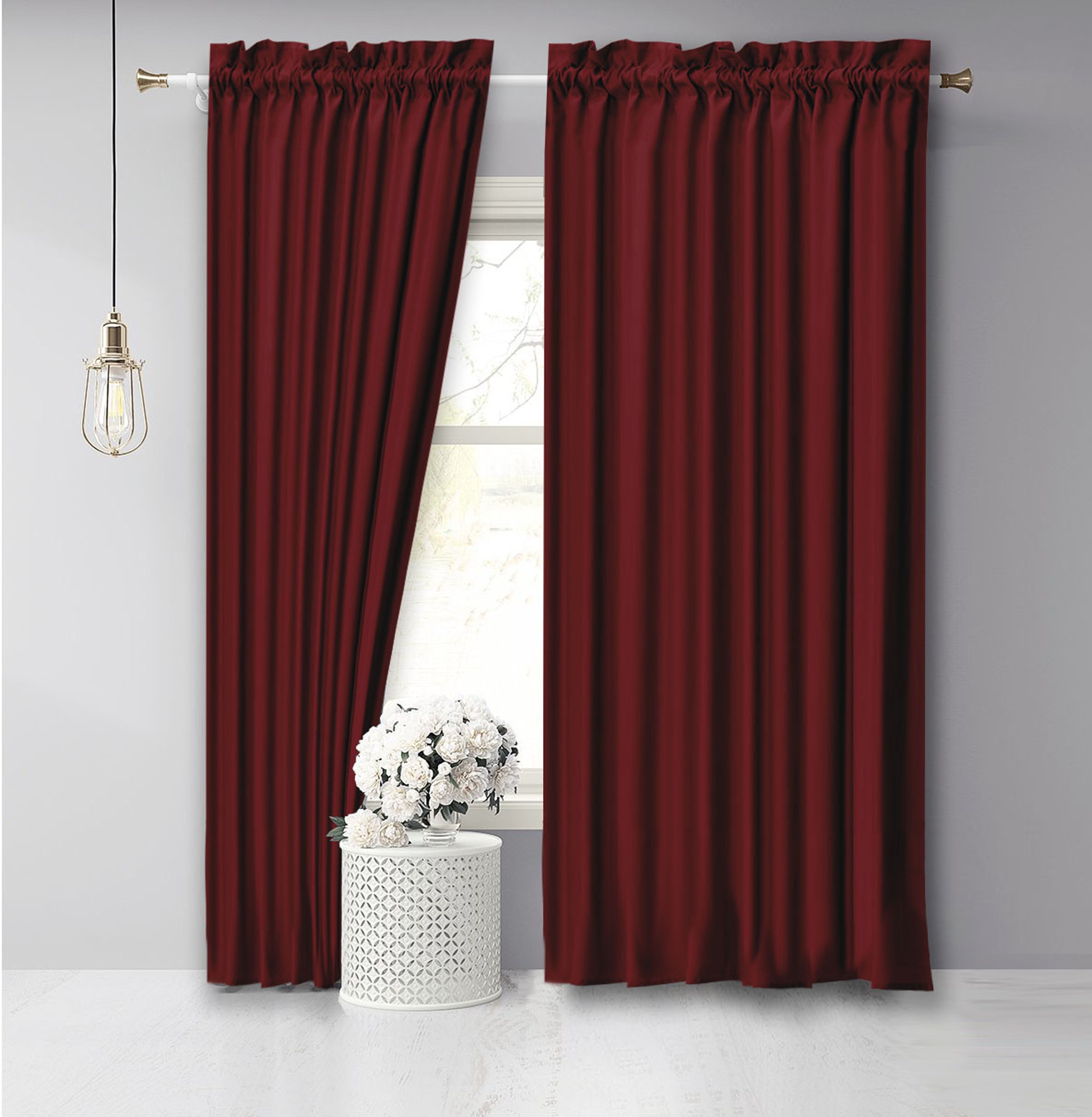 Vargottam Cotton Slub Maroon Curtains 46 Inch Window Curtain 2-Panel ...