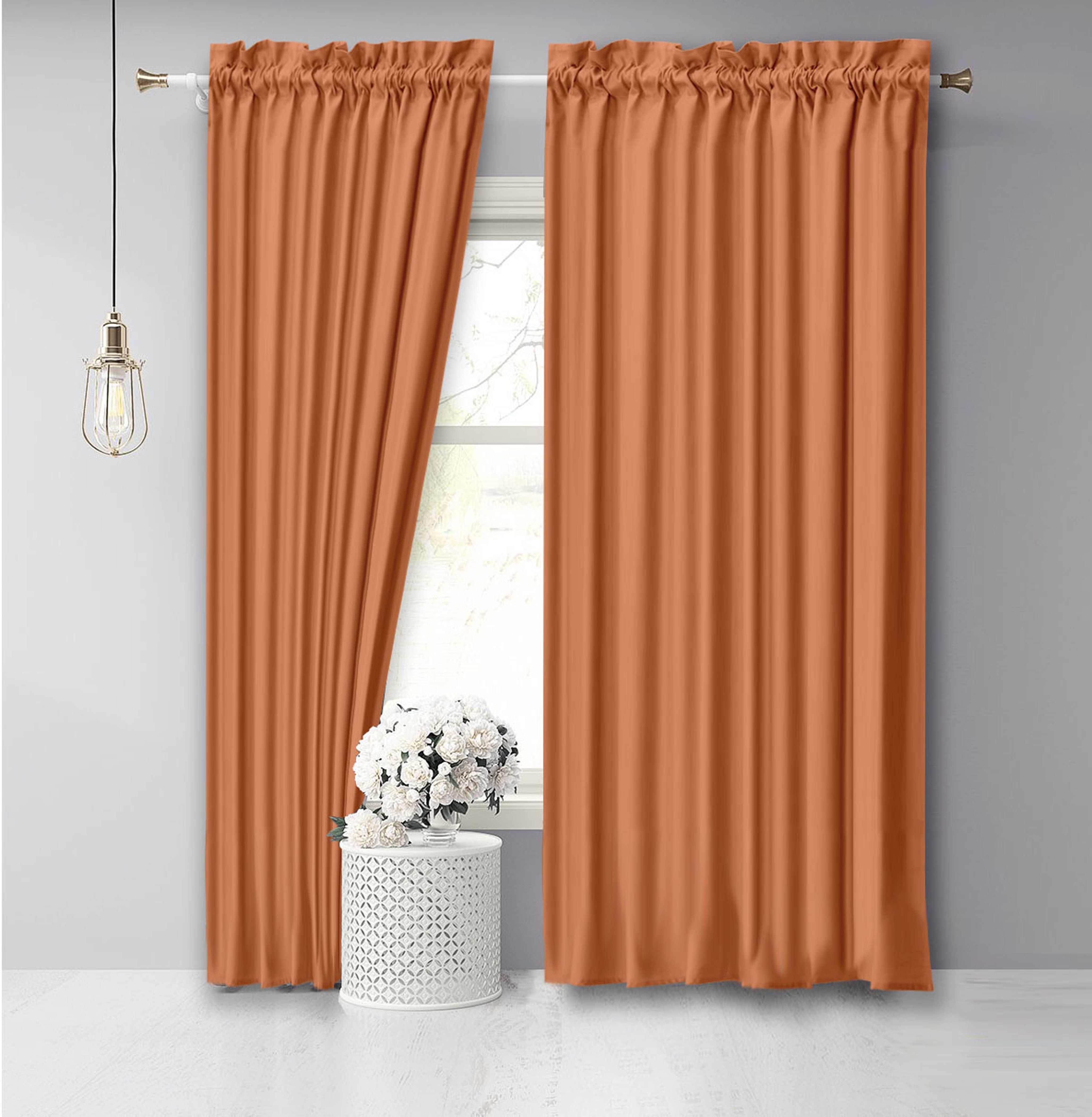 Vargottam Cotton Slub Peach Curtains 90 Inch Long Window Curtain Rod ...
