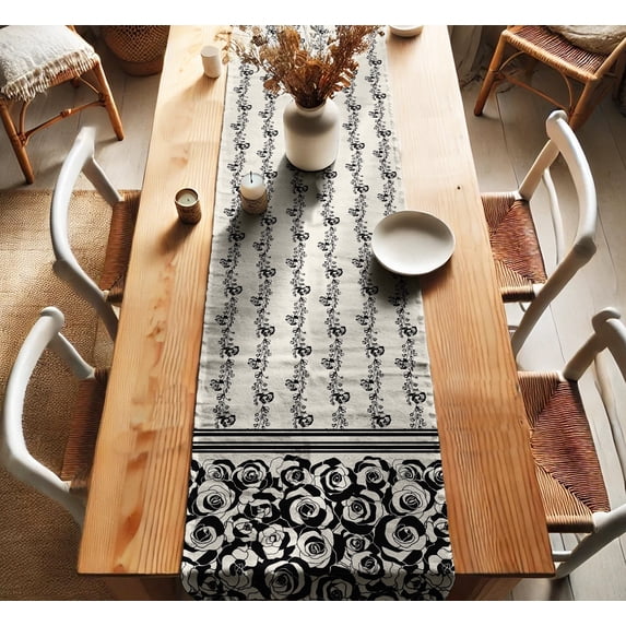 Vargottam Cotton Twill Table Runner - 14 Wide, Floral Design, Dining ...