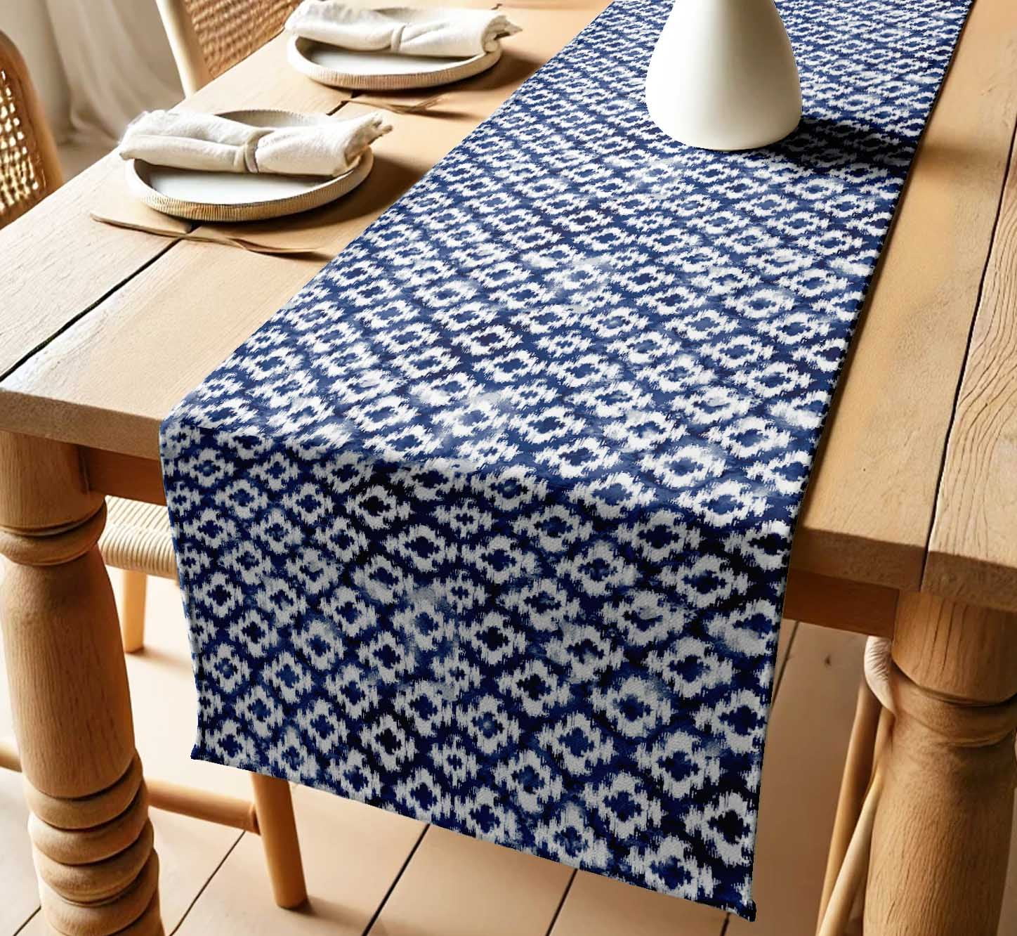 Vargottam Cotton Twill Table Runner 14 Wide, Ikat Design, Dining Table ...