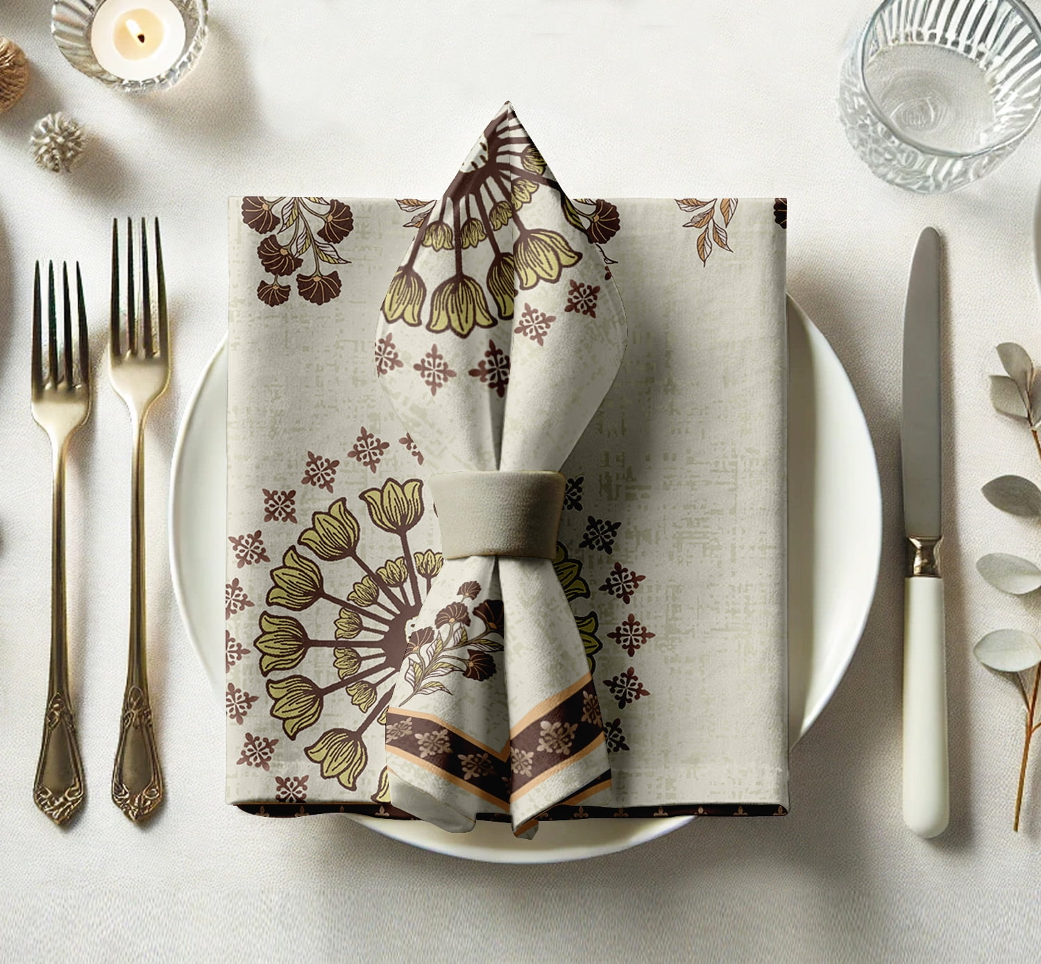 Vargottam Designer Cotton Twill Napkins - Set of 12, 20-Inch, Block ...
