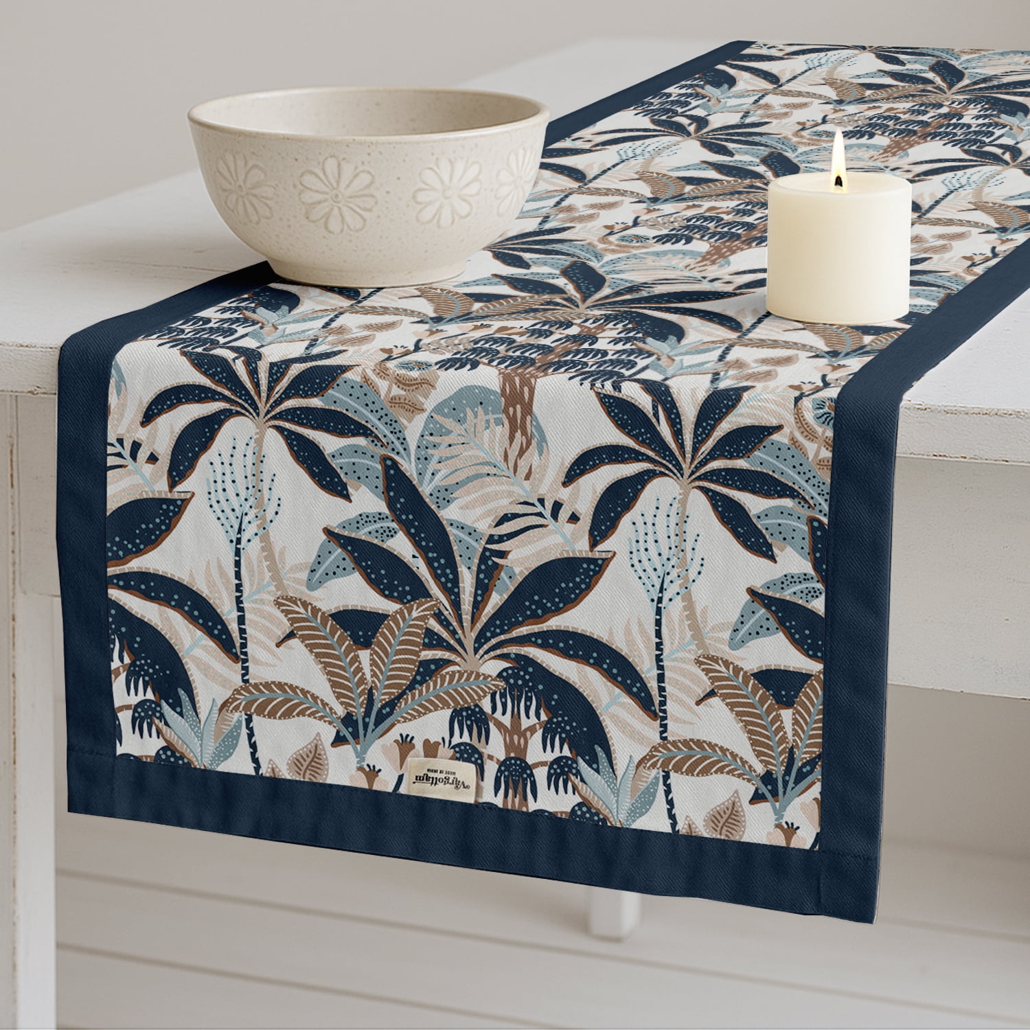Vargottam Double Layer Cotton Table Runner with Border - Tropical Print ...