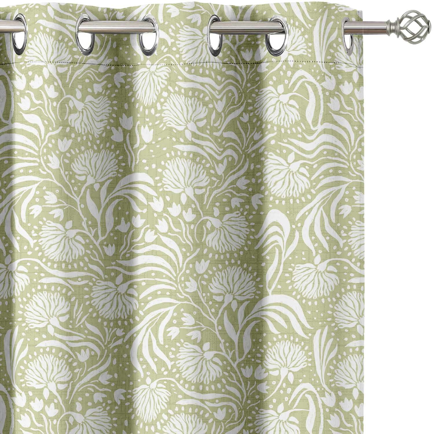 Vargottam Elegant Baroque Floral Pattern Curtains - Set of 2 Blackout ...