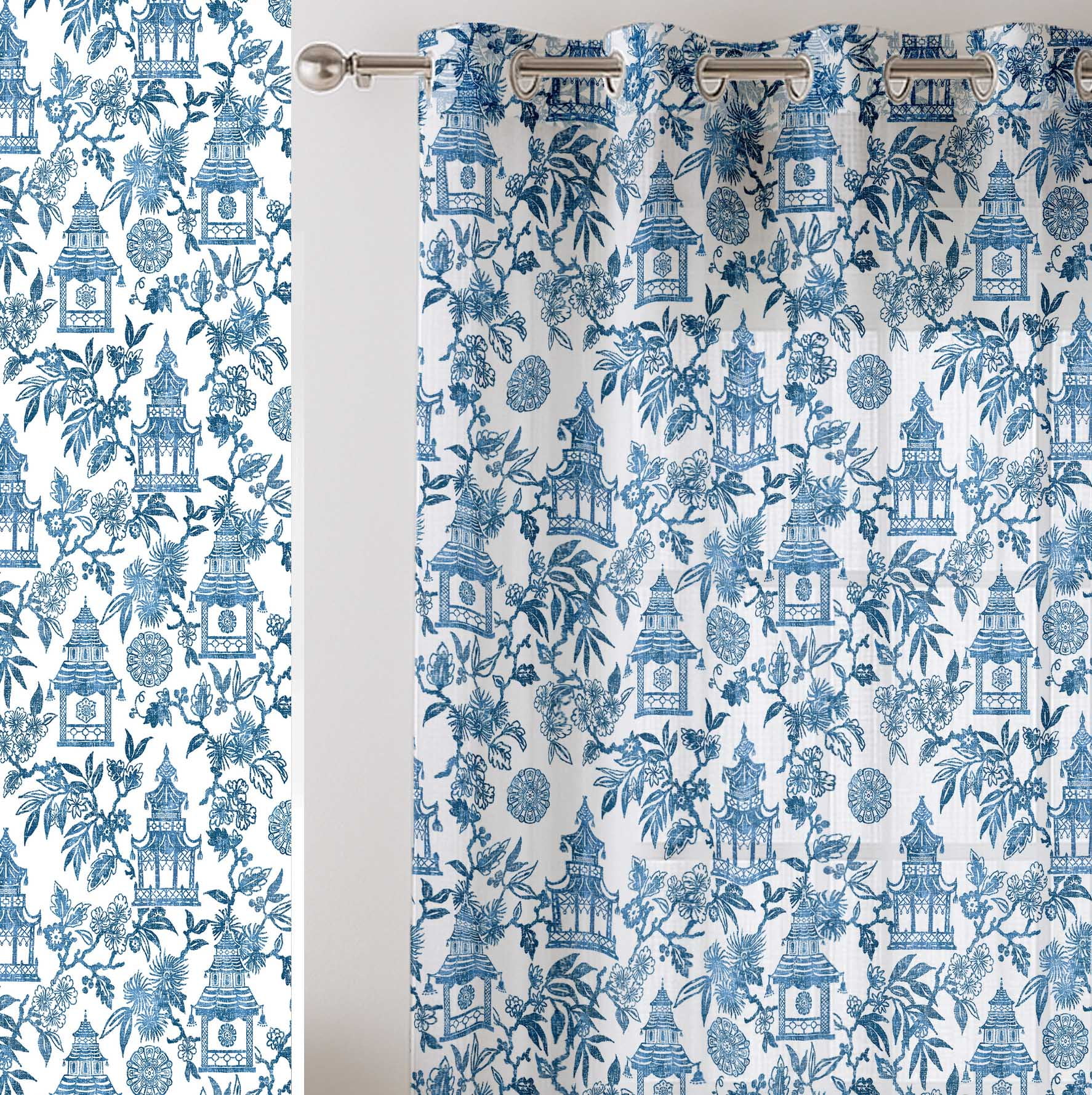 Vargottam Floral Vines Print Sheer Georgette Curtains for Windows ...