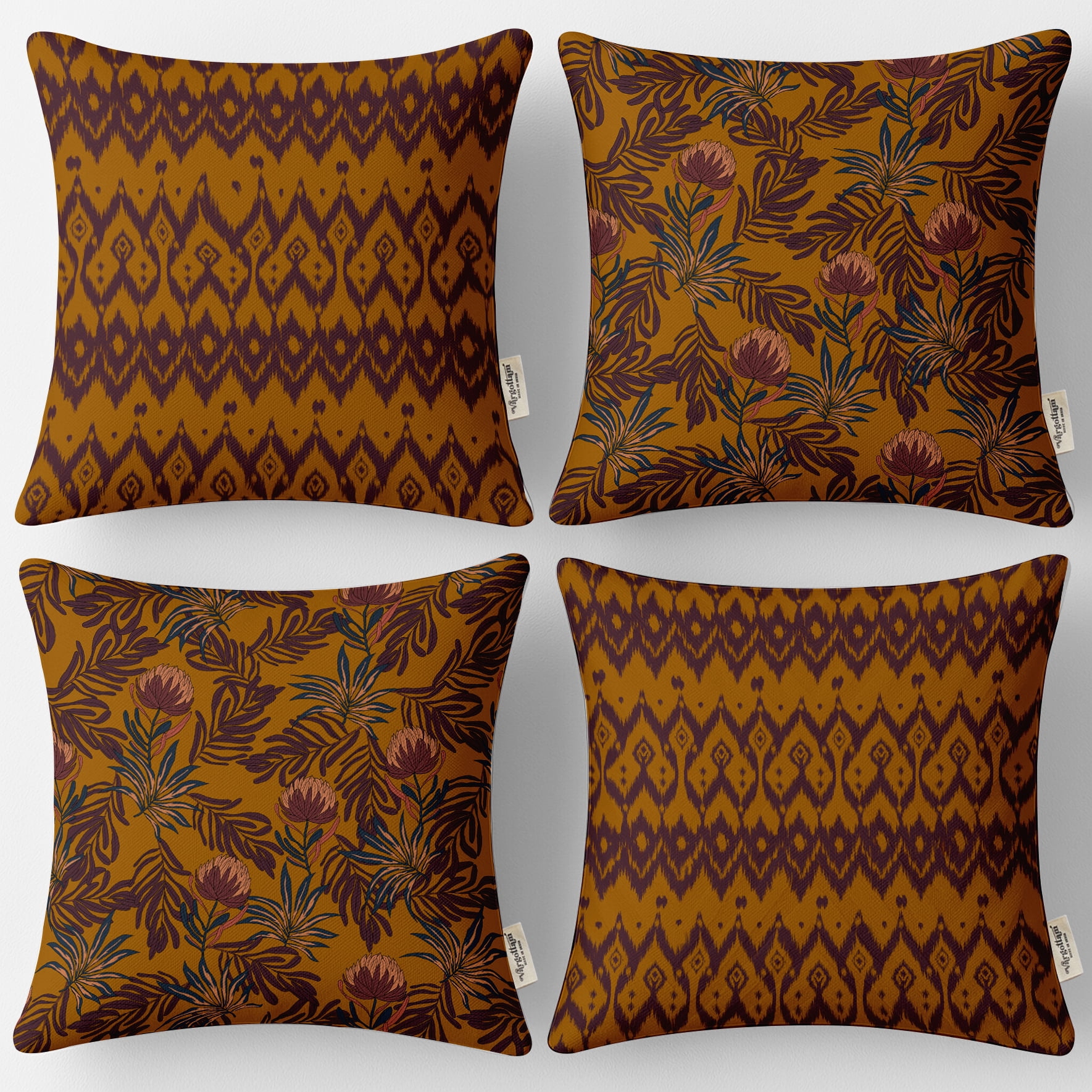 Vargottam Ikat Design, Decorative Cushion Covers Set of 4 - 16x16 Inch ...