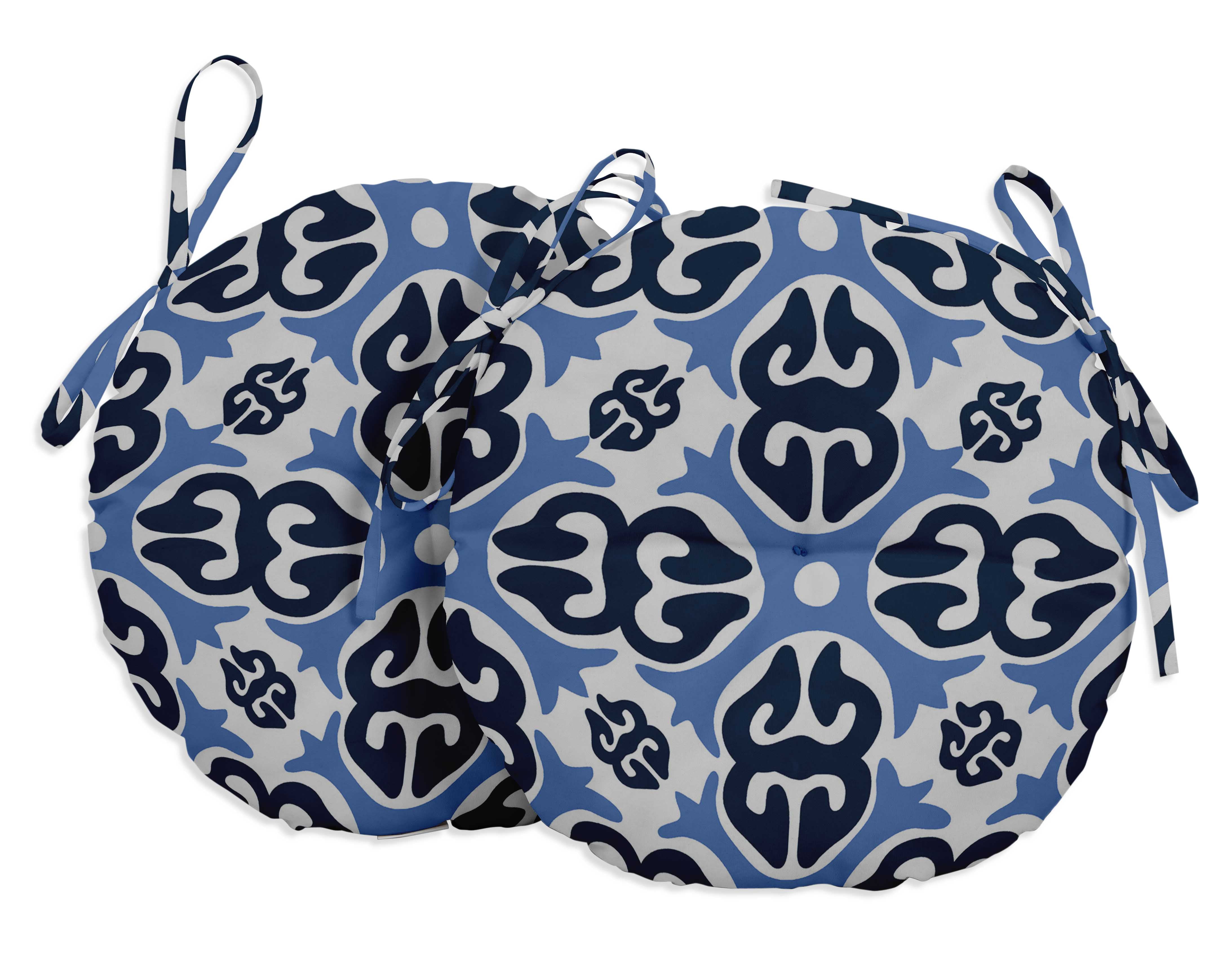 Vargottam Indoor/Outdoor Round Bistro Chair Cushions Block Print 15 ...
