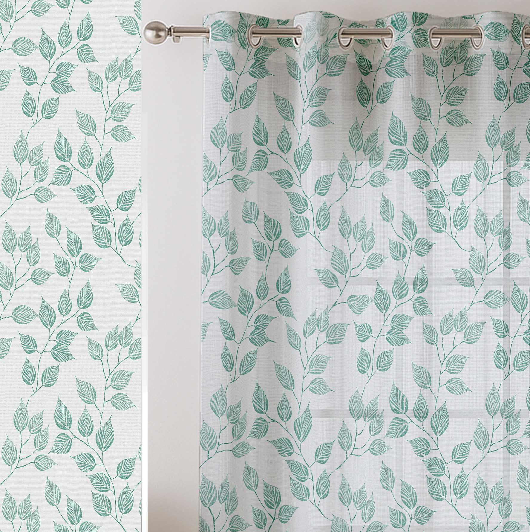 Vargottam Leaf Vines Print Sheer Georgette Curtains for Windows & Small ...