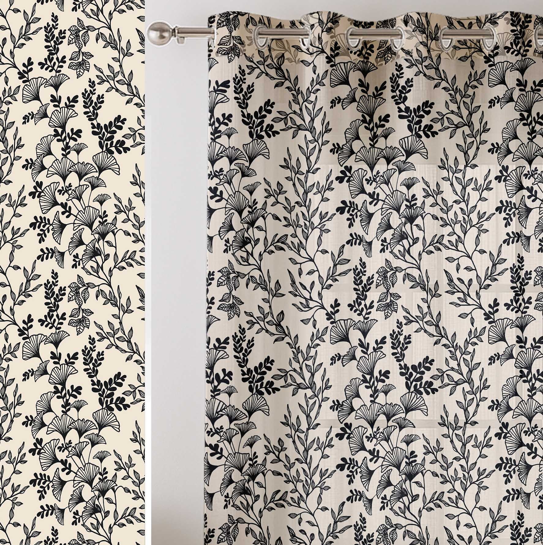 Vargottam Leaves Vine Print Extra Long Sheer Curtains for Double Height ...