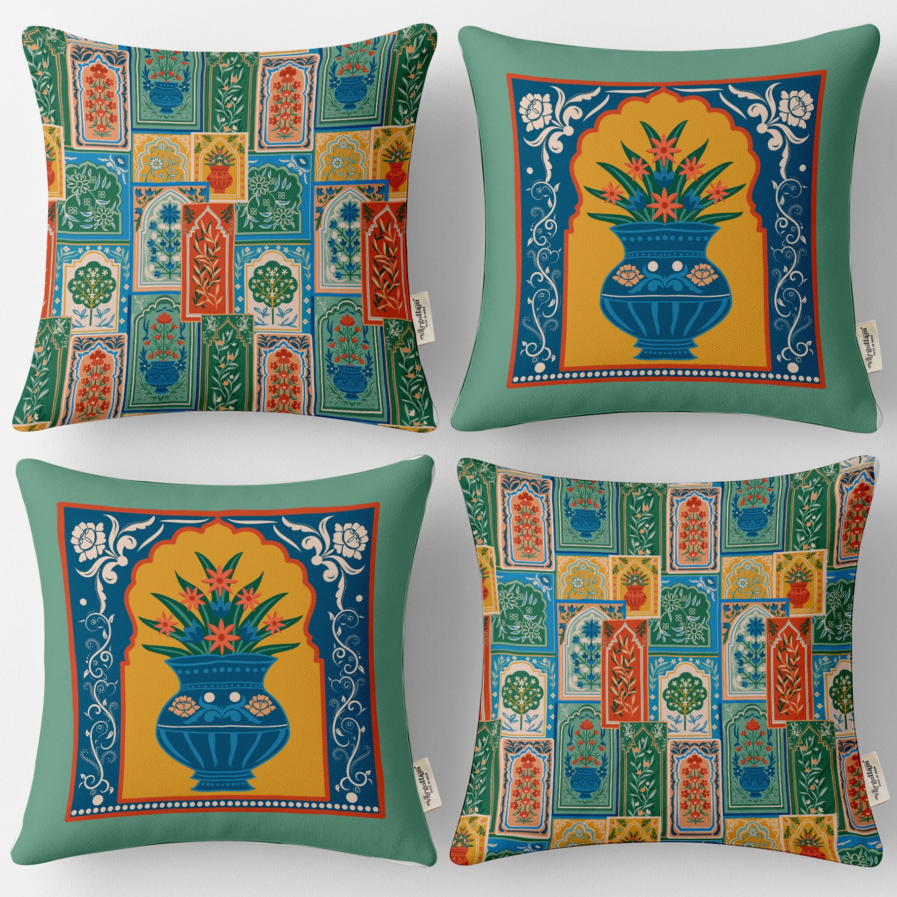 Vargottam Patchwork Design, Decorative Cushion Covers Set of 4 - 16x16 ...