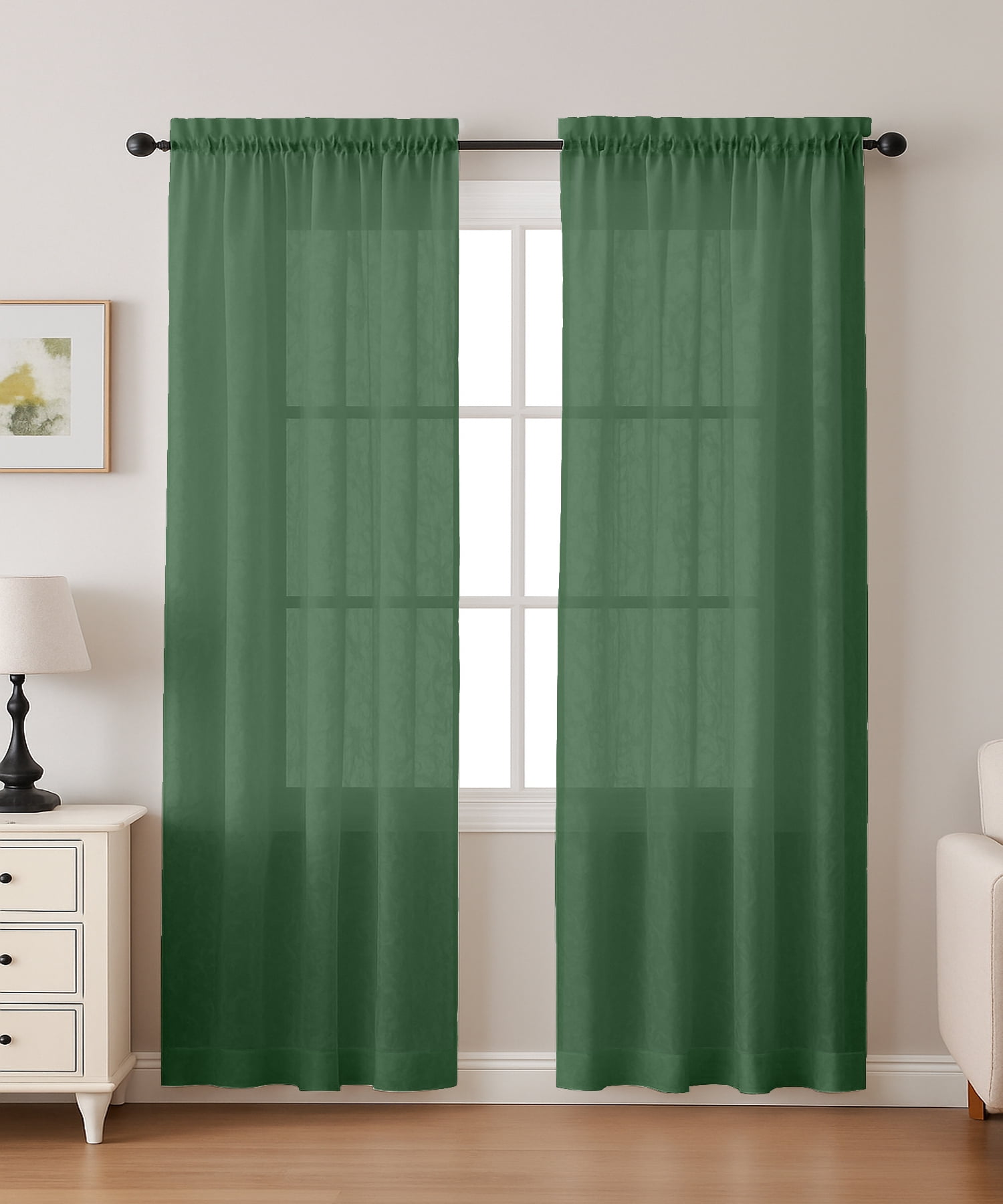 Vargottam Sheer Polyester Georgette Long Window Curtain Panels 42" W x ...