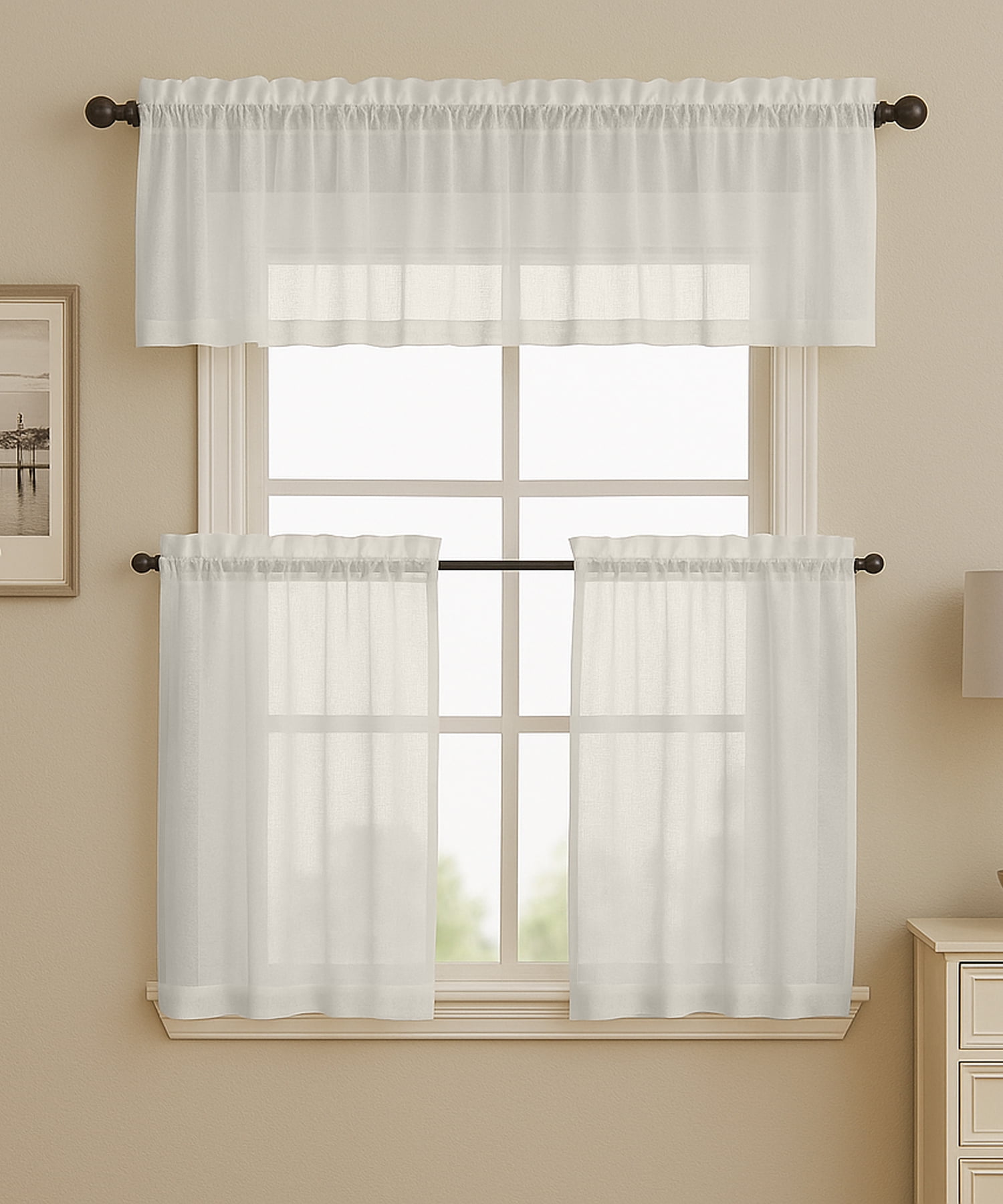 Vargottam Sheer Polyester Georgette Valance Curtains 42" W x 14" L ...