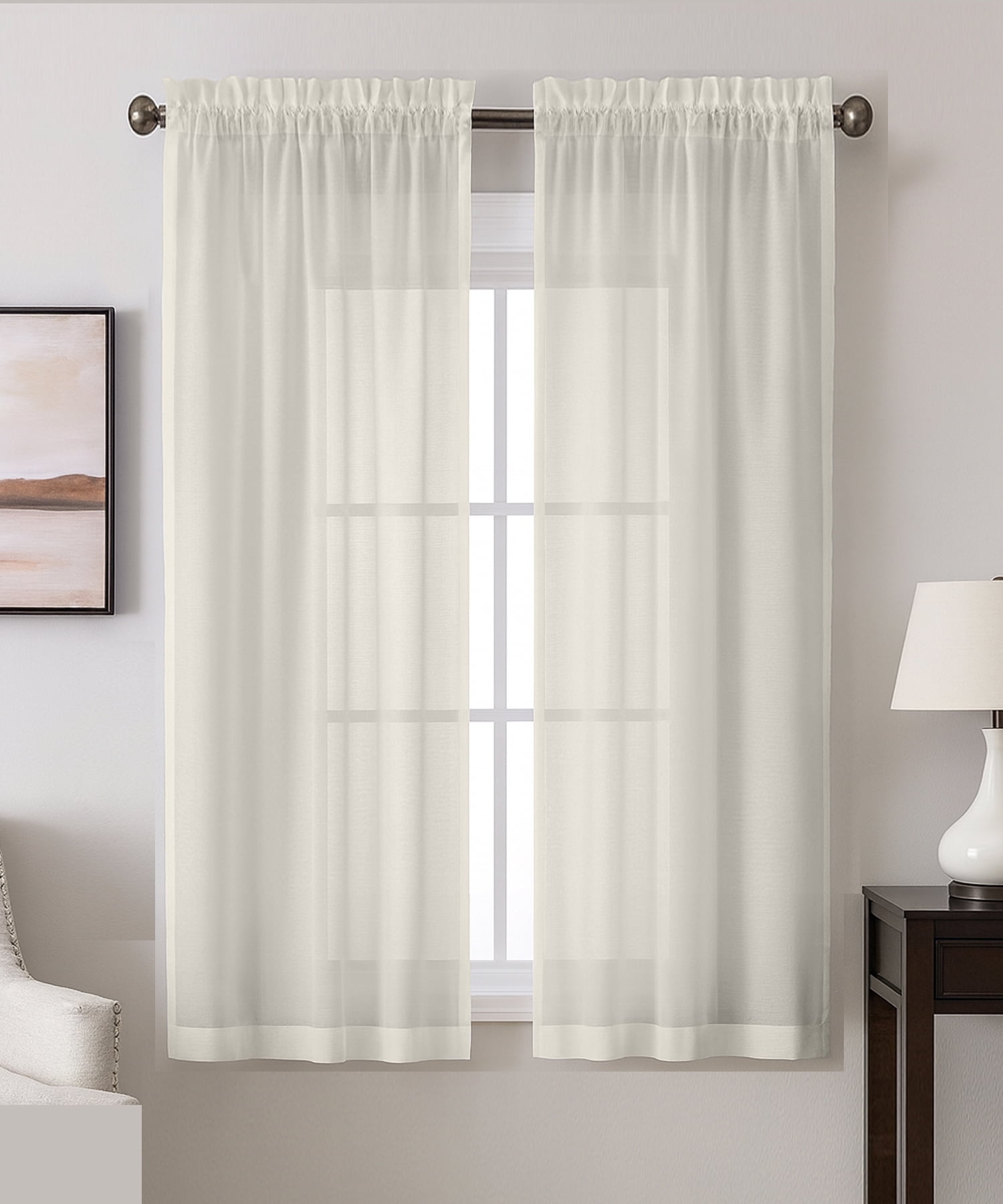 Vargottam Sheer Polyester Georgette Window Curtain Panels 42" W x 63" L ...