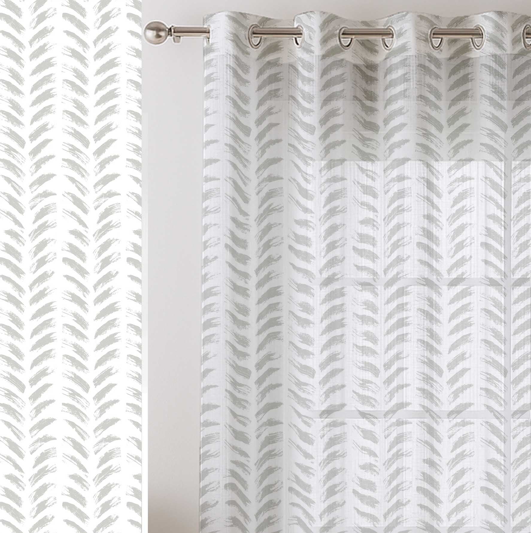 Vargottam Stroke Textured Design Sheer Curtains for Tall Doors ...