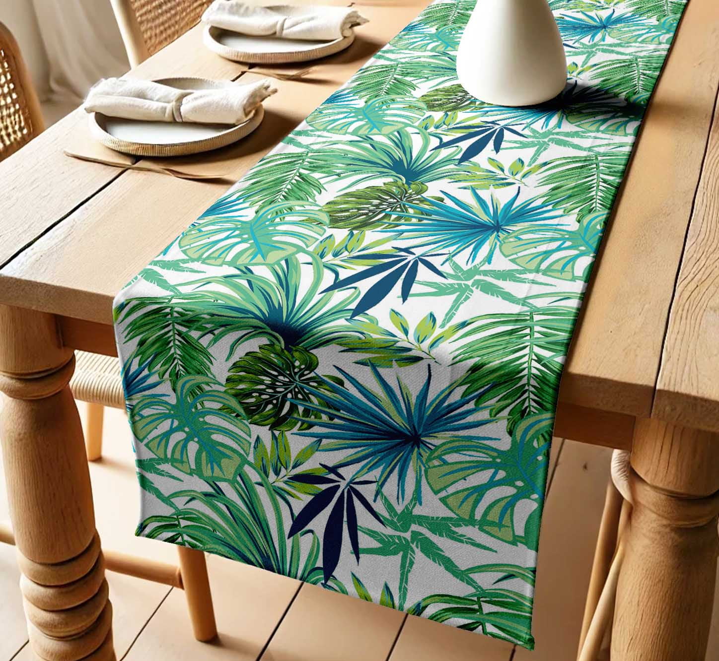 Vargottam Twill Cotton Table Runner Premium Tropical Leaves Print Table ...