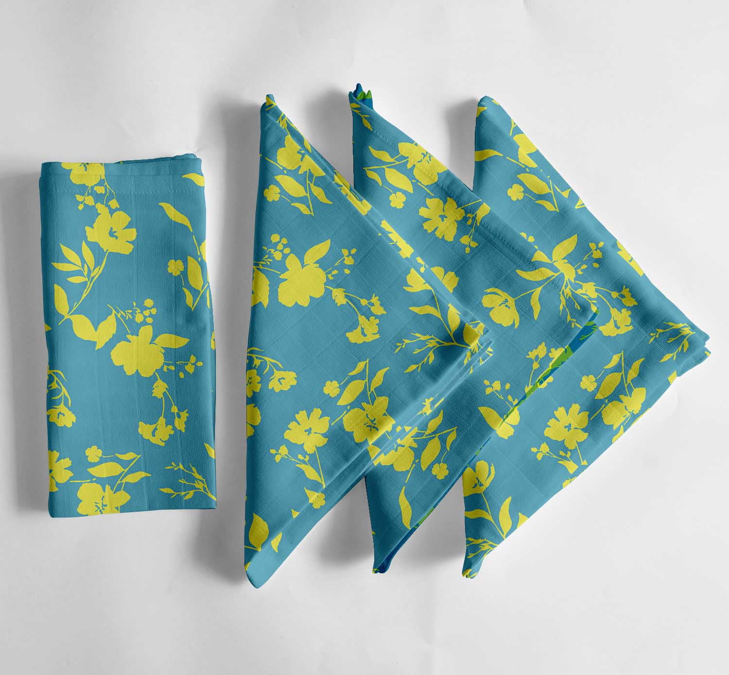 VargottamTranquil Blue Hues Botanical VinePrint Cotton Muslin Napkins ...