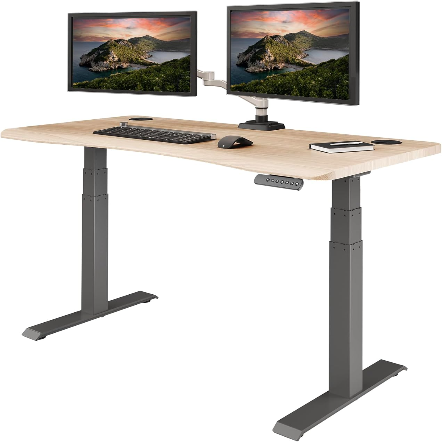 VariDesk Ergo 54x26 Height Adjustable Standing Desk - Curved Electric ...
