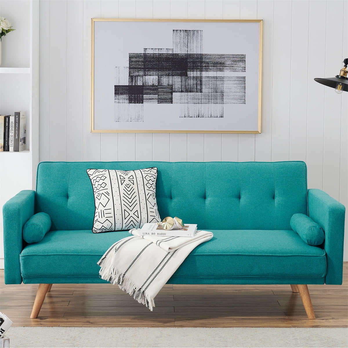 Variable Bed Sofa, Folding Loveseat Sofa with Tufted Back and Square ...