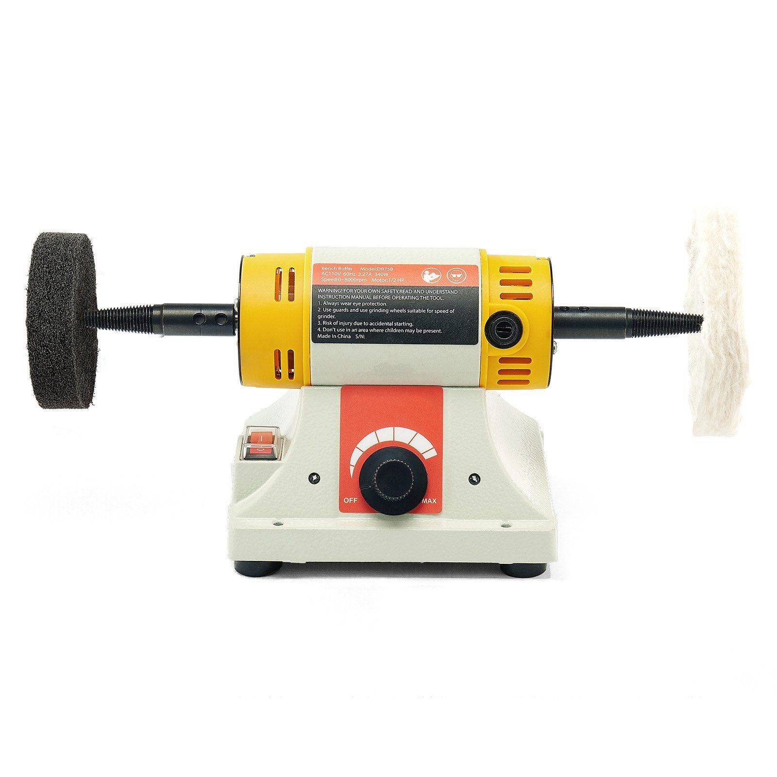 Variable Speed Bench Buffer Polisher,0-8000 RPM Benchtop Grinder with 4 ...
