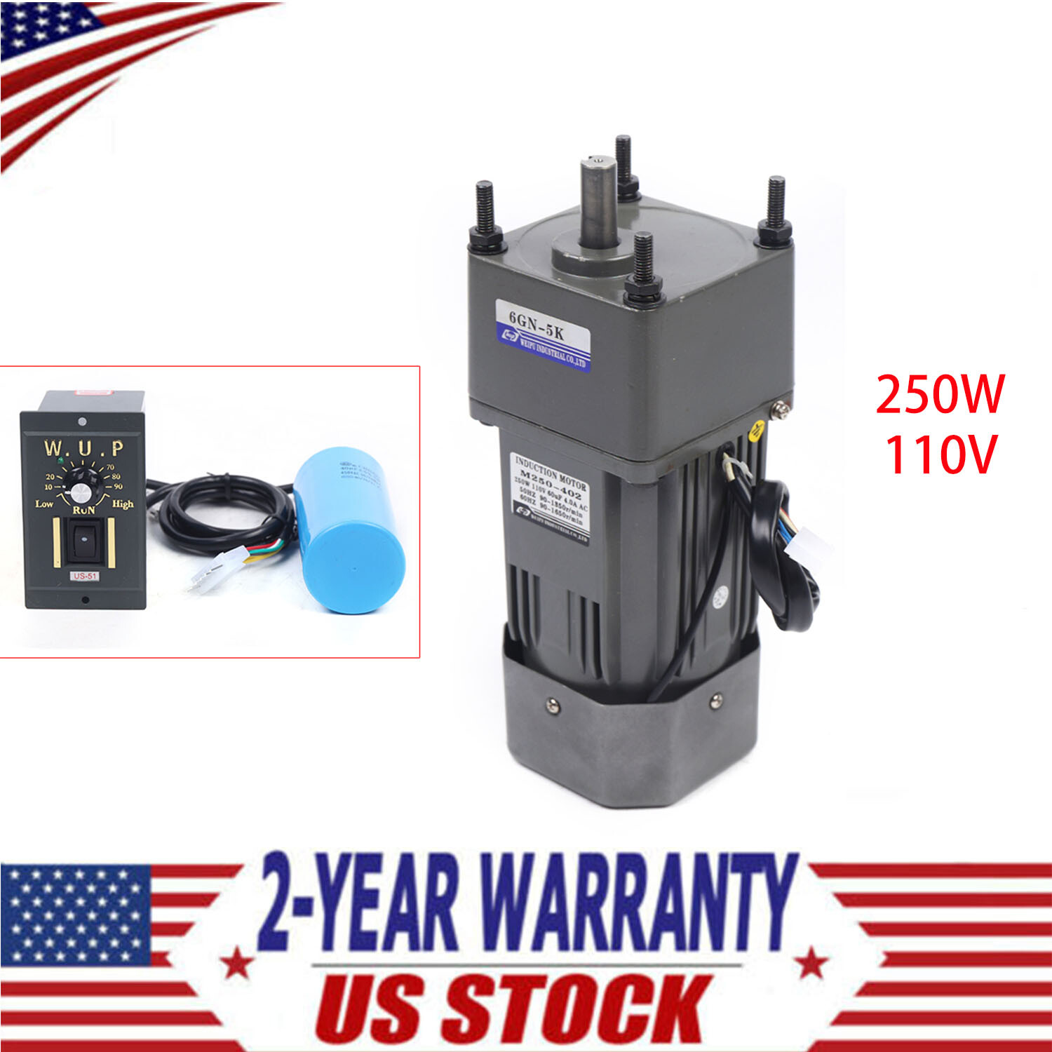Variable Speed Motor 250W 5K 110v Ac Slow Down Motor Low Speed Mini ...