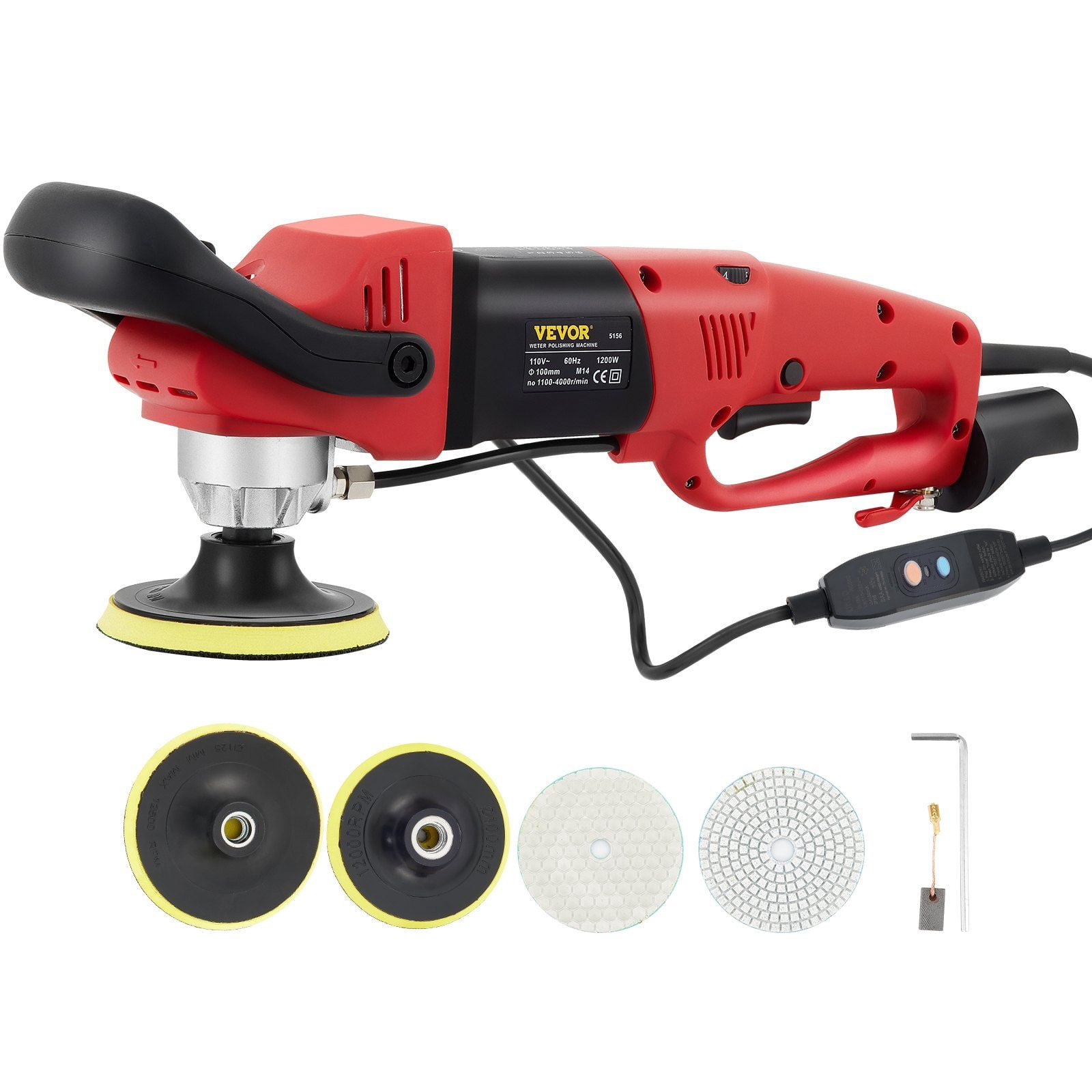 Variable Speed Wet Polisher Grinder: 4"/5" Pads, 78.7" Water Pipe ...