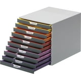 Varicolor 10 Drawer Unit - Gray Desktop Drawer Set with 10 Color Coded ...
