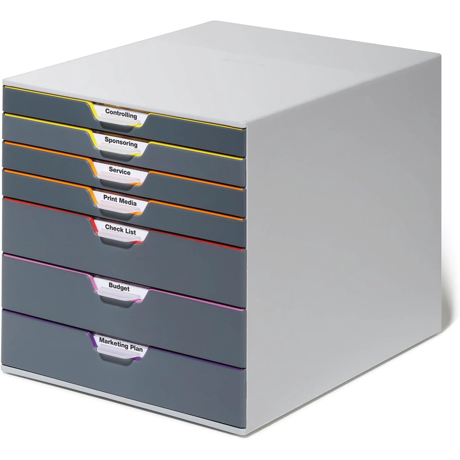 Varicolor 7 Drawer Unit - Gray Desktop Drawer Set with 7 Color Coded ...