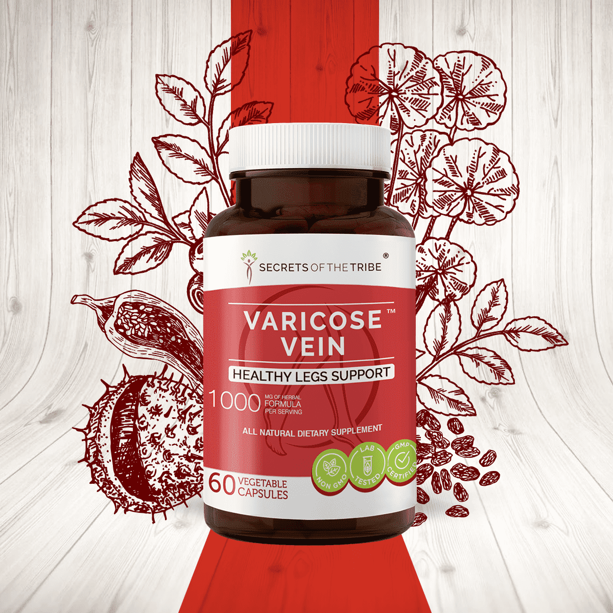 Secrets of the Tribe Varicose Vein Capsules Dietary Supplement, Natural ...